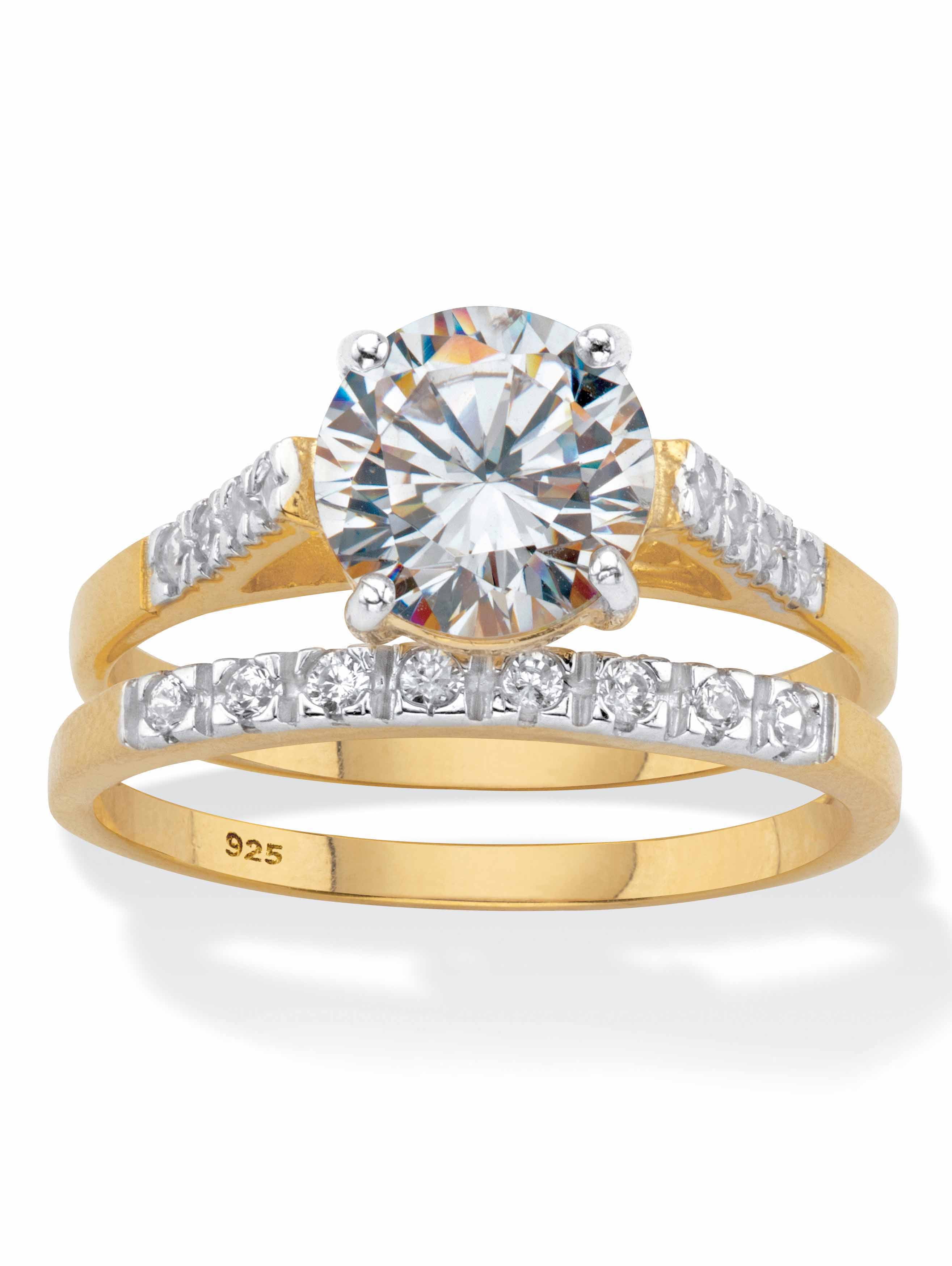 Palmbeach Jewelry Round Cubic Zirconia 2 Piece Bridal Ring Set 2 24 Tcw