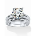 Palmbeach Jewelry Round Cubic Zirconia 2 Piece Solitaire Wedding Ring