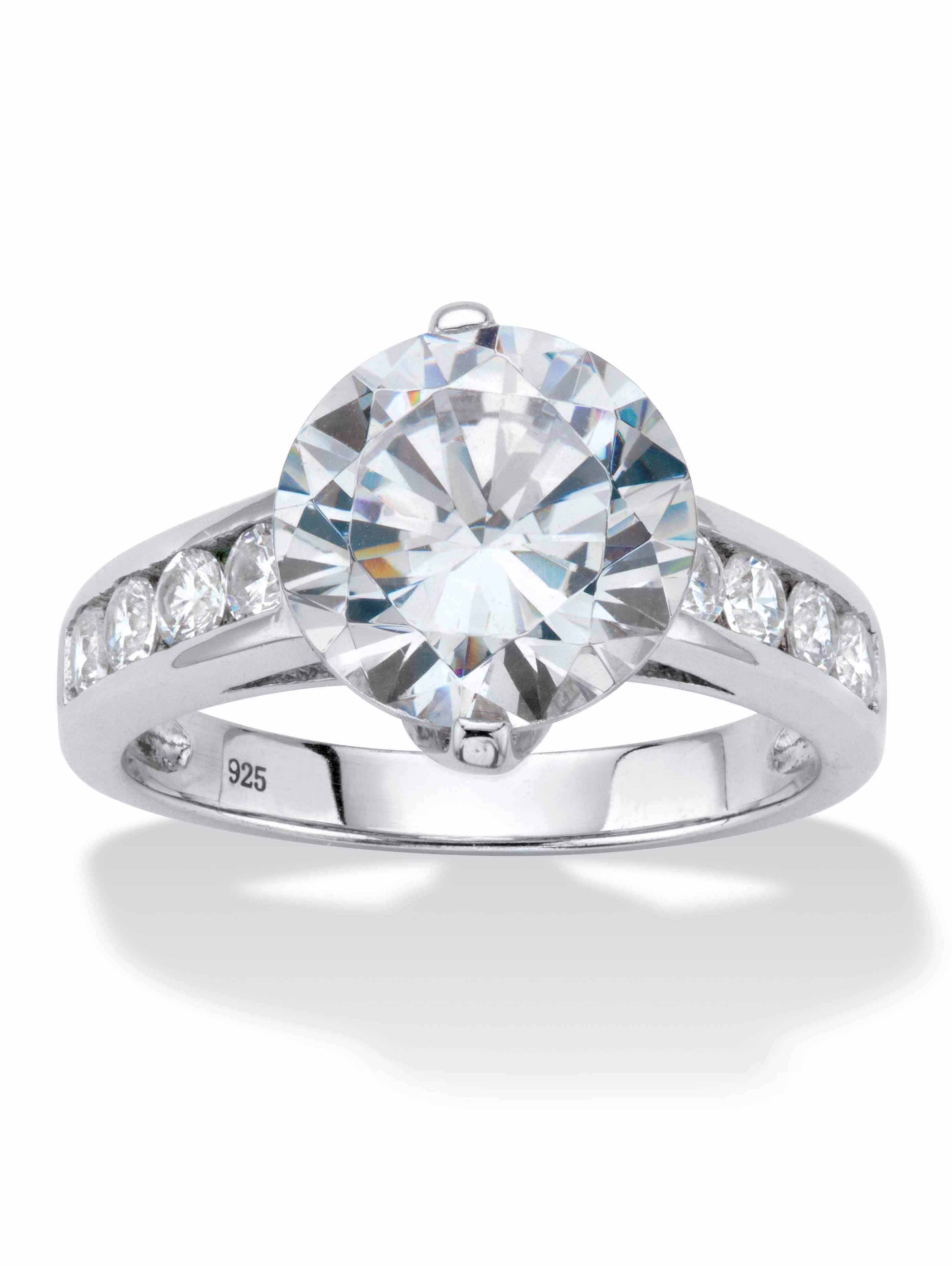 PalmBeach Jewelry Round Cubic Zirconia Channel-Set Engagement Ring 4.48 ...