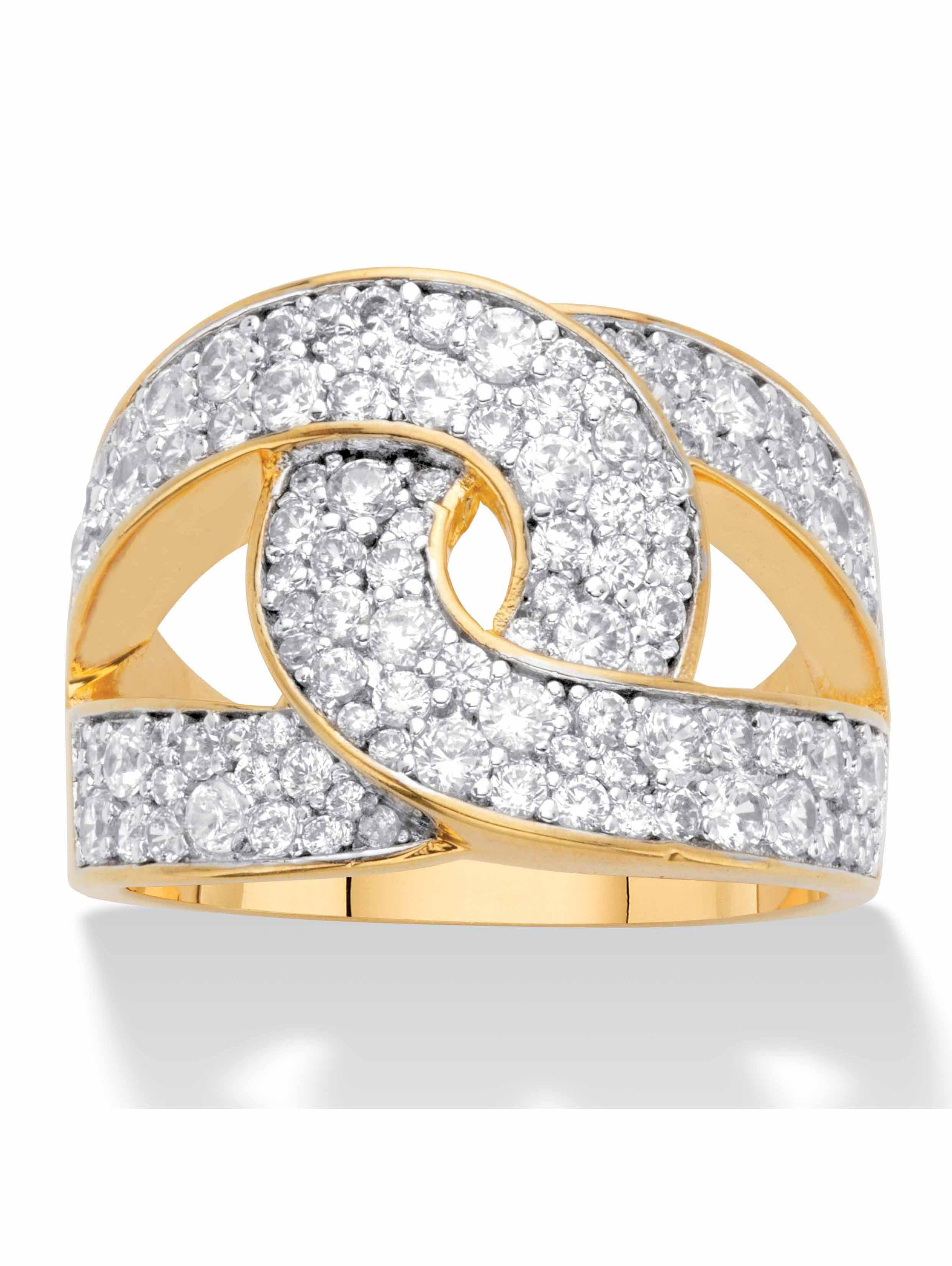 PalmBeach Jewelry Round Cubic Zirconia Double C Looped Ring 1.79 TCW ...