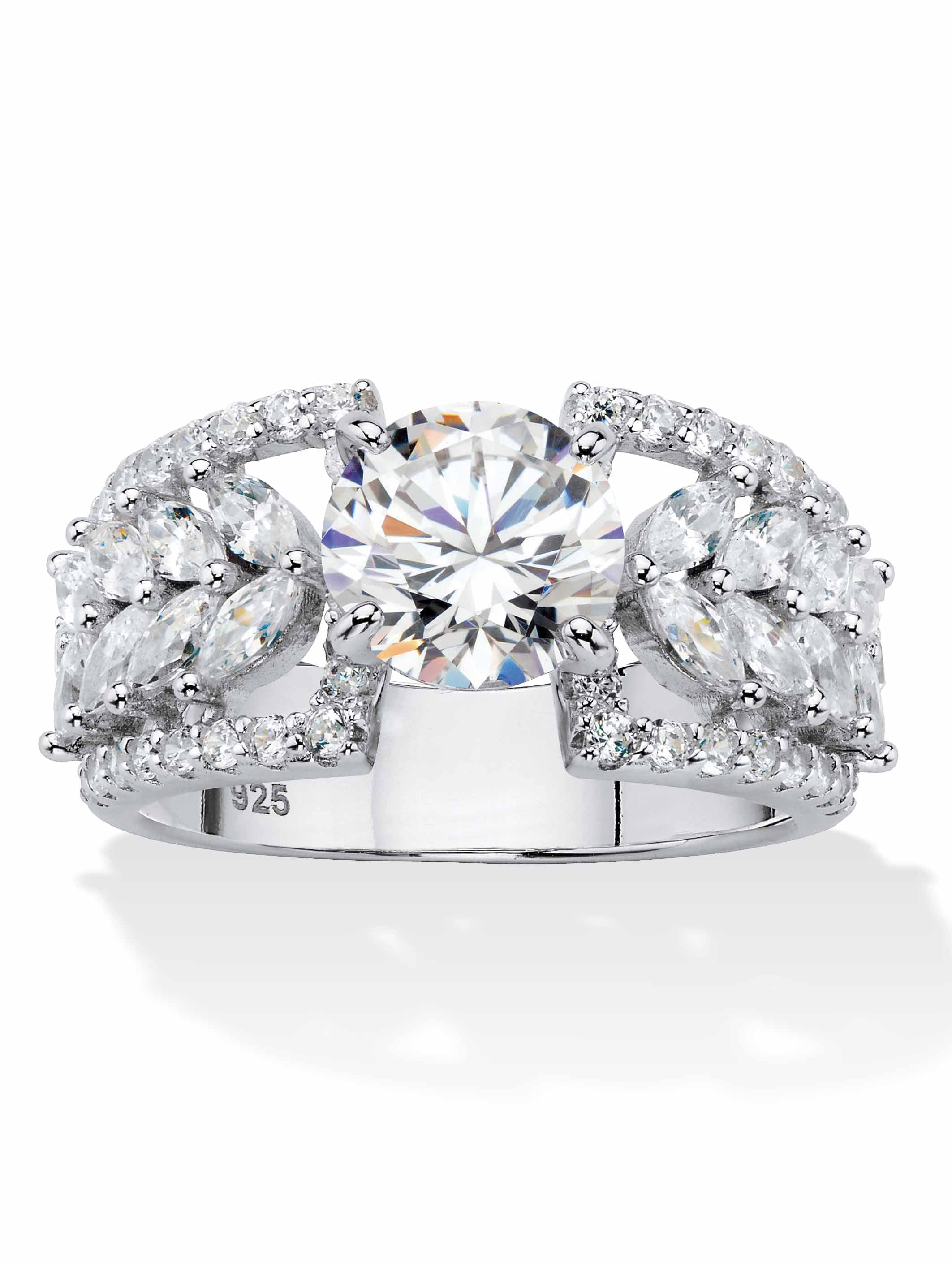 PalmBeach Jewelry Round Cubic Zirconia Multi-Row Leaf Ring 4.12 TCW in ...