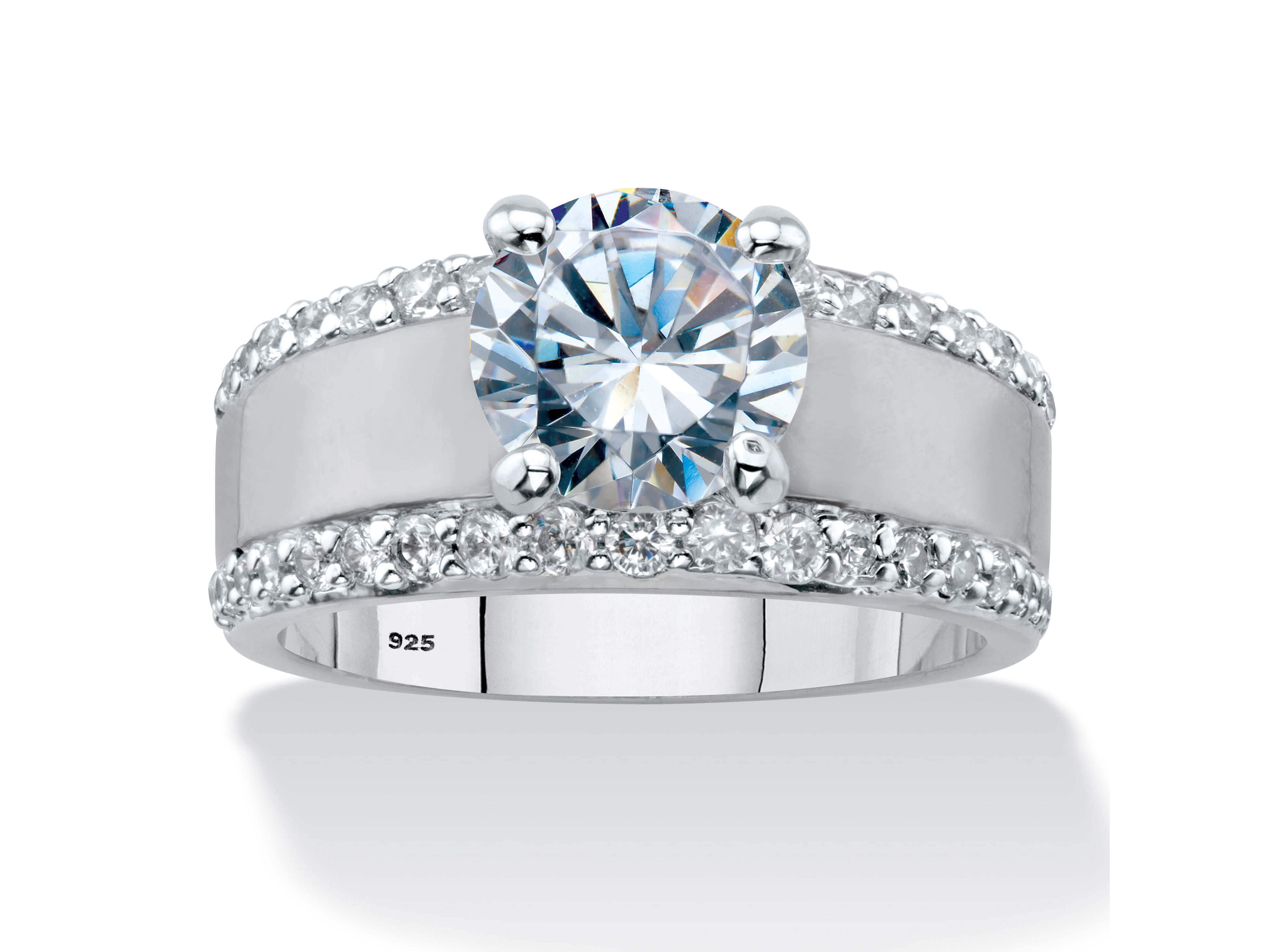 PalmBeach Jewelry Round Cubic Zirconia Wide Band Engagement Ring 3.21 ...