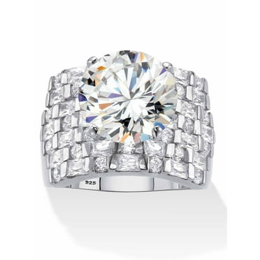 PalmBeach Jewelry Round Cubic Zirconia Multi-Row Leaf Ring 4.12 TCW in ...