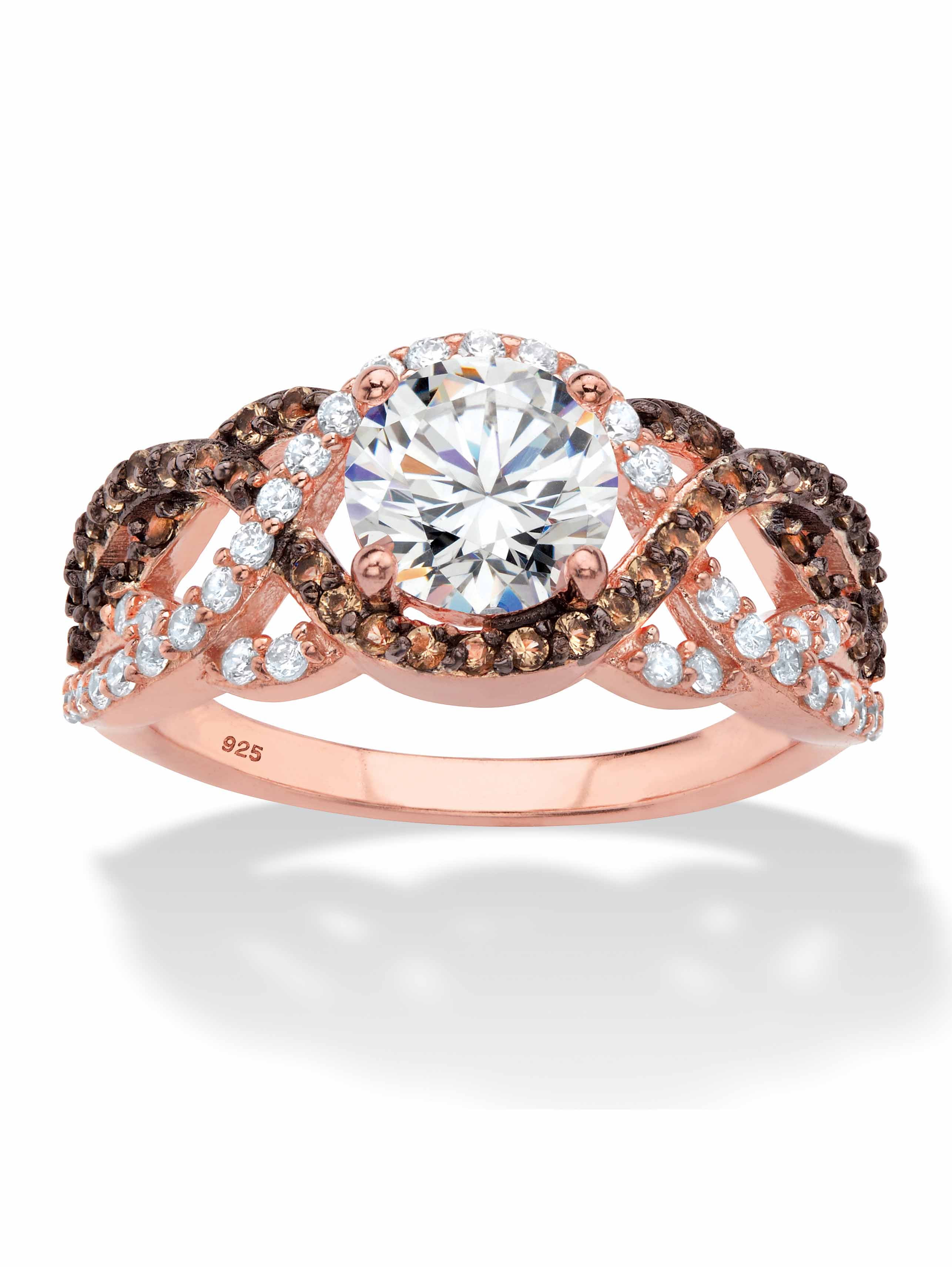 PalmBeach Jewelry Round Cubic Zirconia and Simulated Smoky Topaz ...