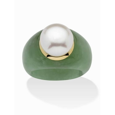 PalmBeach Jewelry Genuine Jade and Peridot, Garnet and White Topaz 3-Piece Ring Set in 10k ...