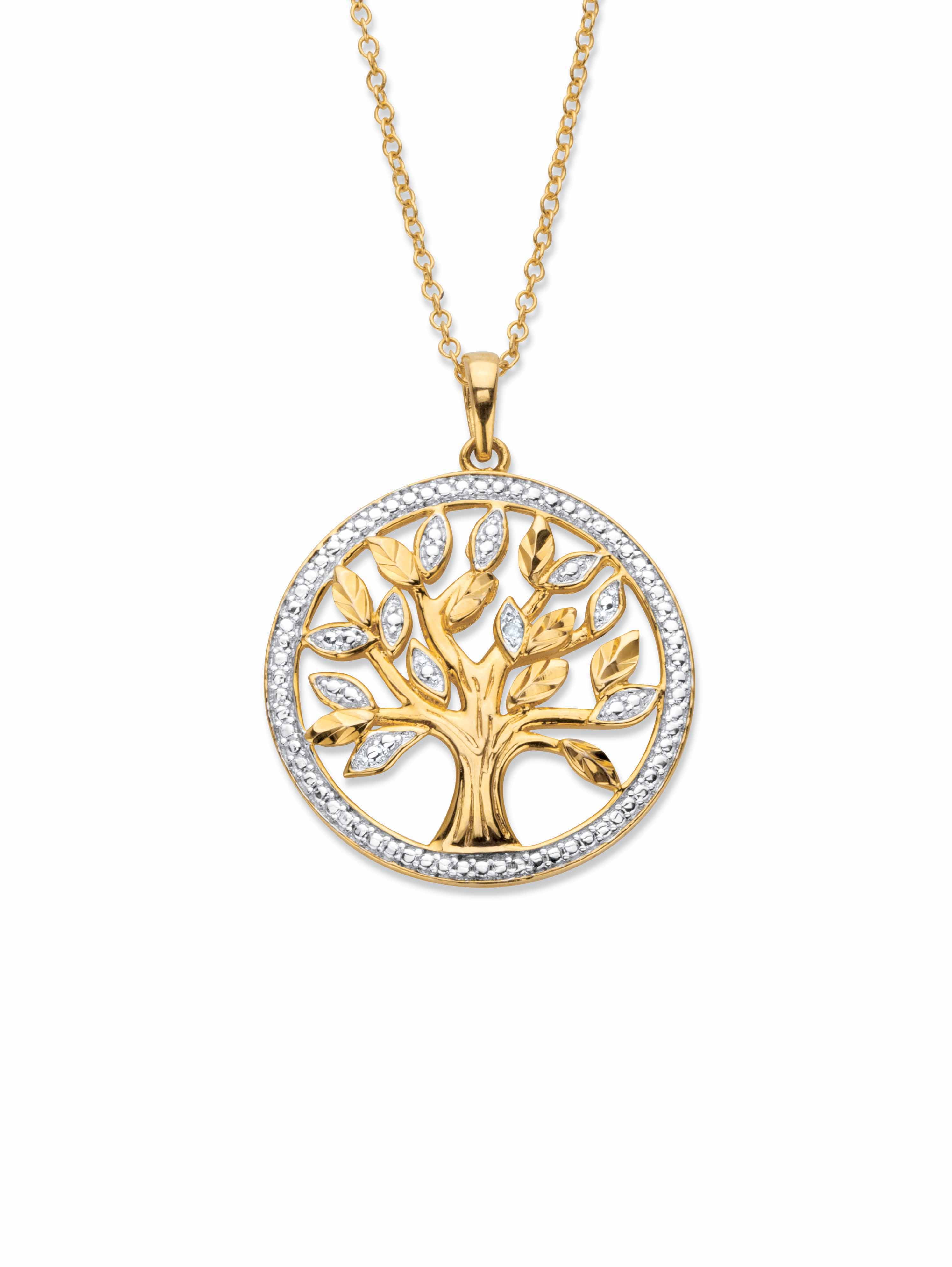 PalmBeach Jewelry 14k Gold-Plated Sterling Silver Tree of Life Pendant ...