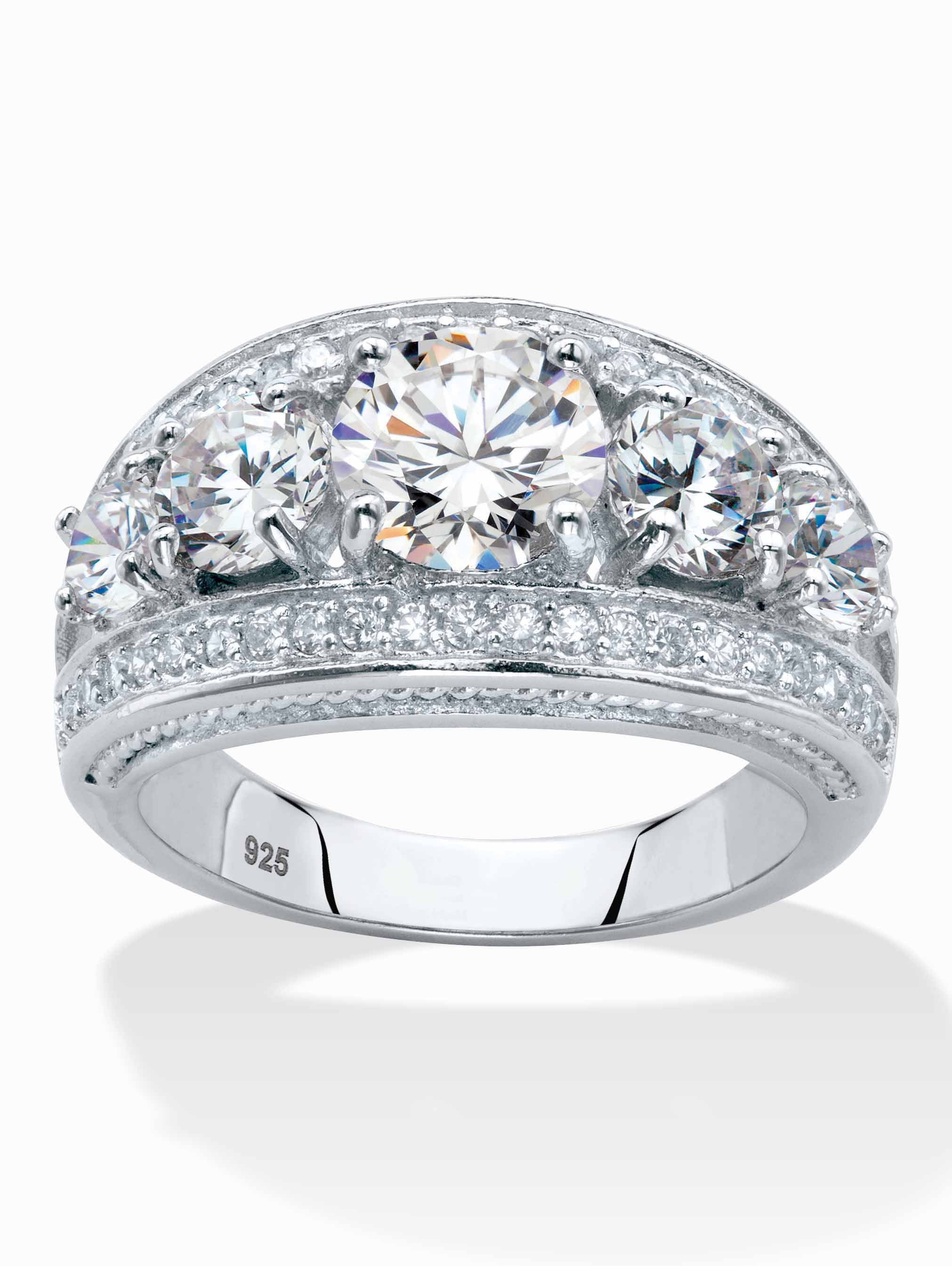 PalmBeach Jewelry Round Graduated Cubic Zirconia Anniversary Ring 3.41 ...