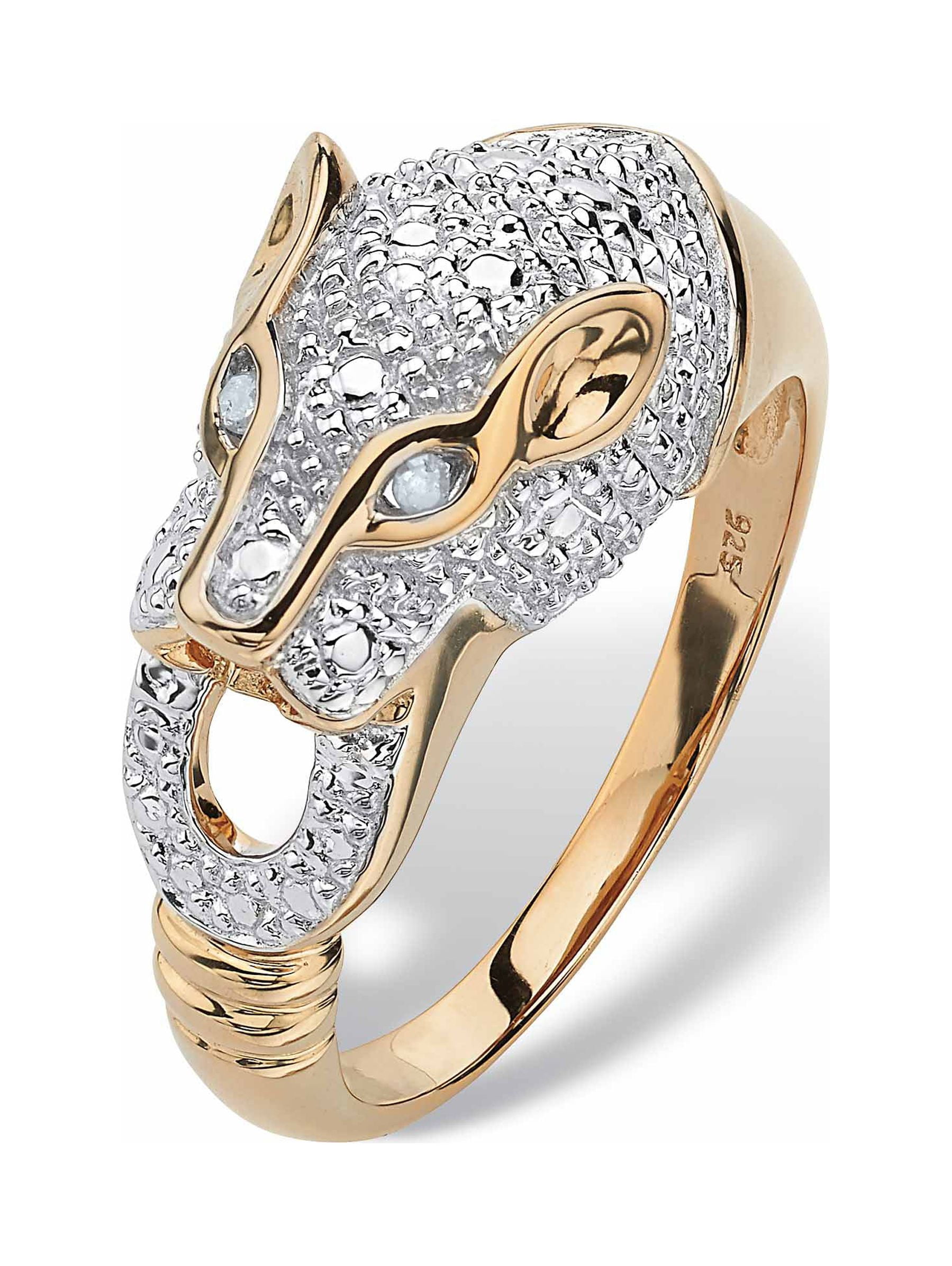 PalmBeach Jewelry Round Pave Diamond Accent Panther Ring in 18k Gold ...