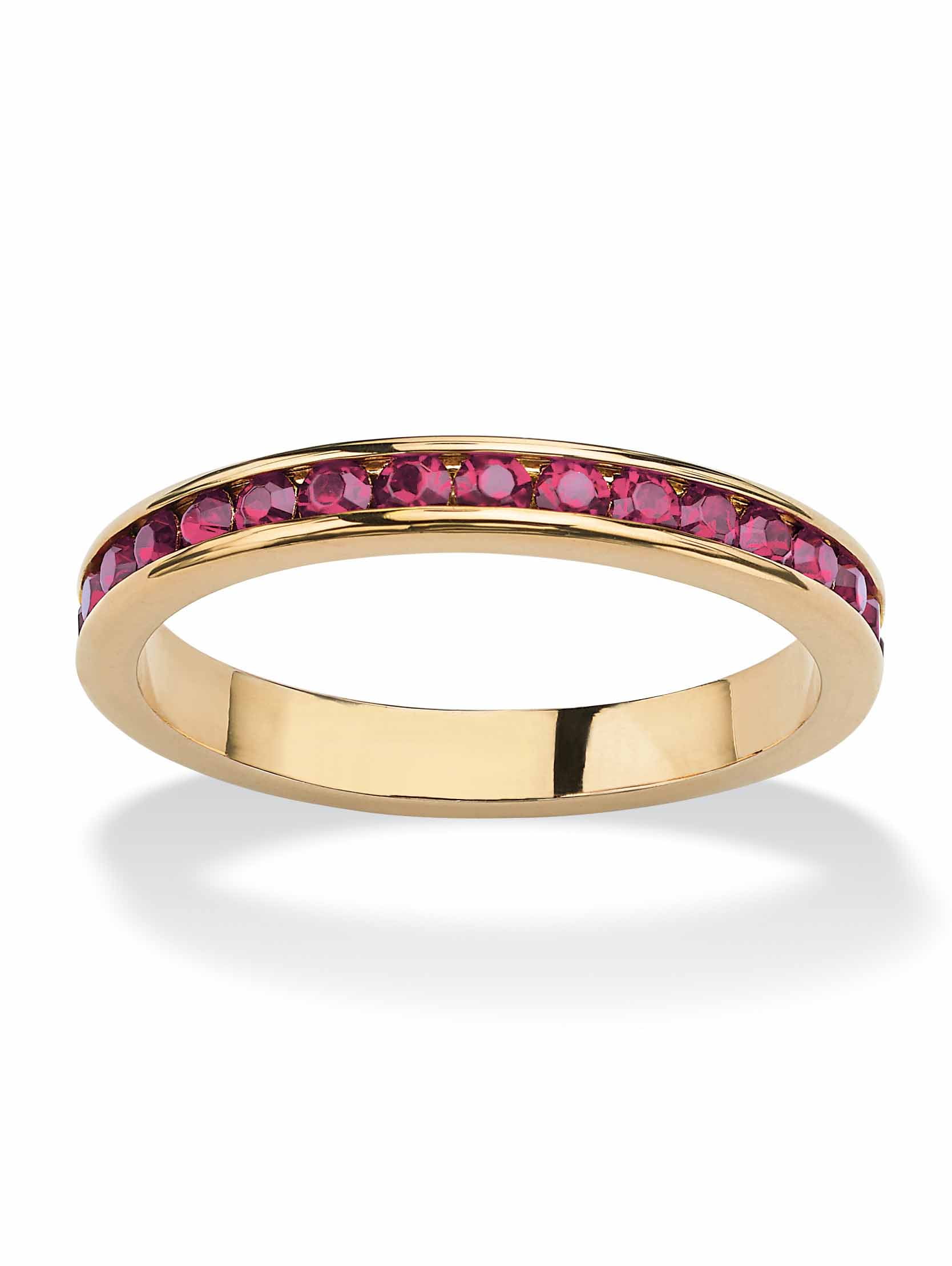 PalmBeach Jewelry Round Simulated Birthstone Band in 14K Yellow Gold ...