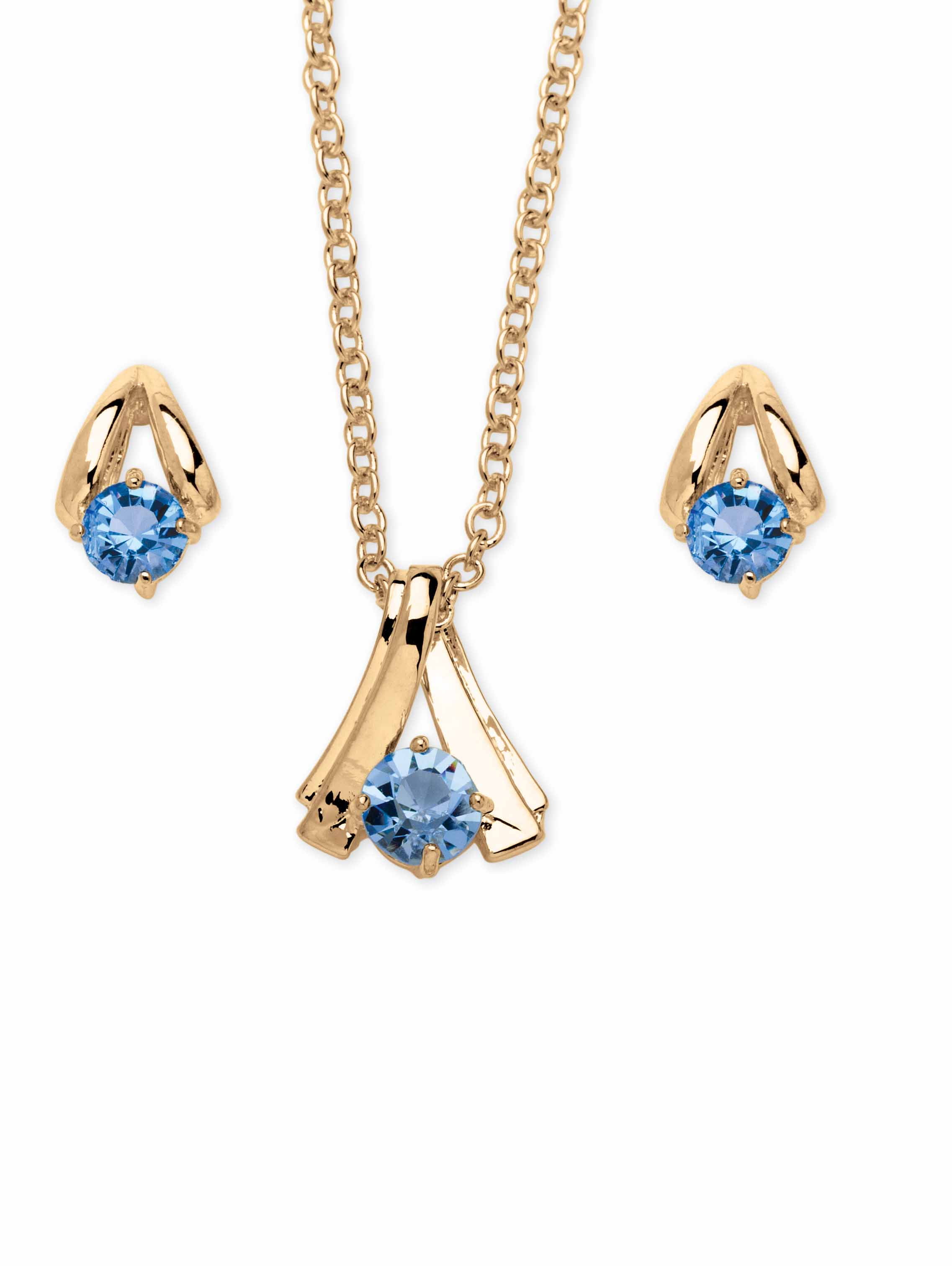 PalmBeach Jewelry Round Simulated Birthstone Necklace and Earrings Set ...