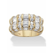 14K Gold Over Sterling Silver Cubic Zirconia Waterfall Cluster Ring ...