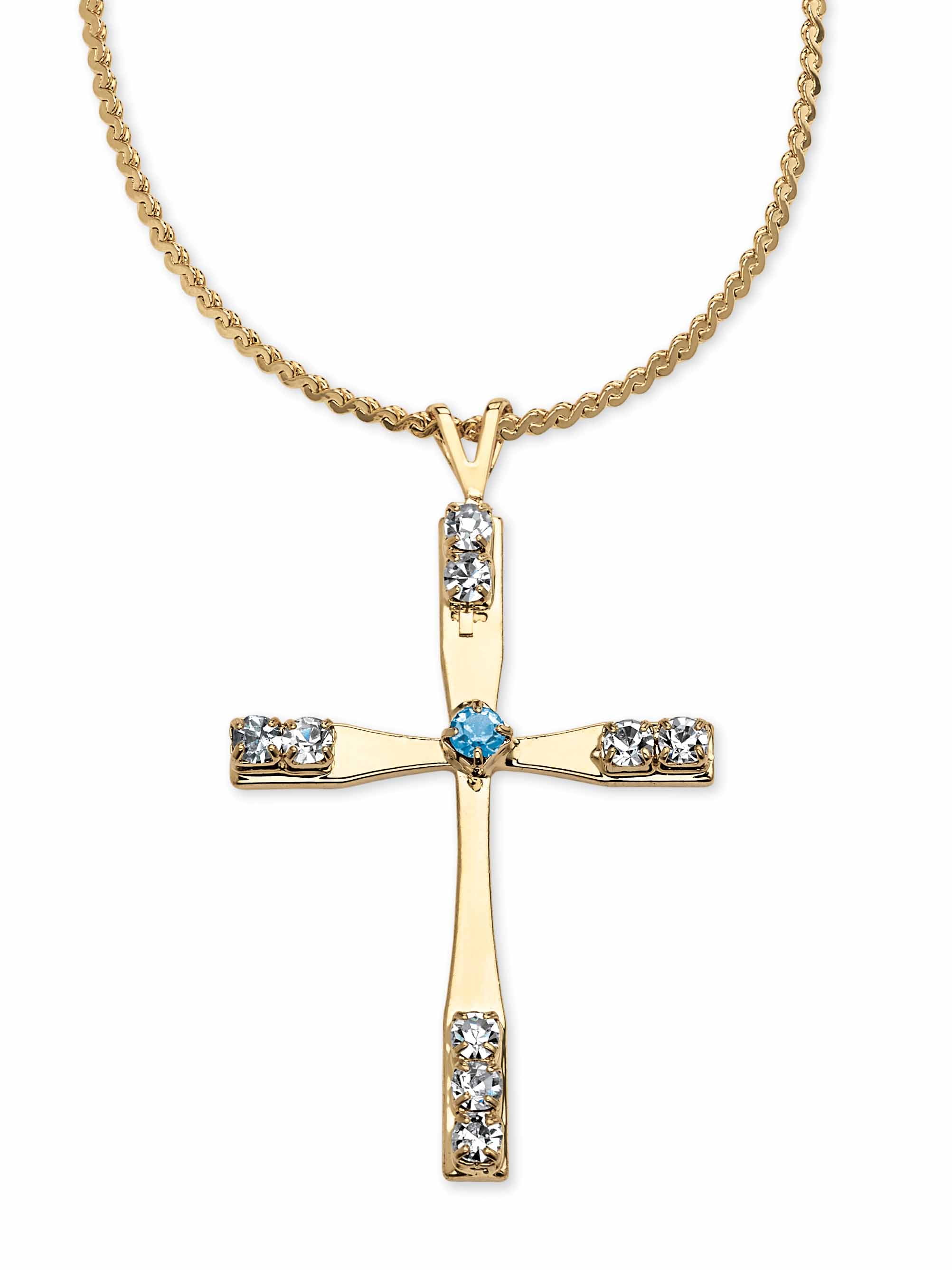 PalmBeach Jewelry Simulated Birthstone Cross Pendant (24mm) Necklace in ...