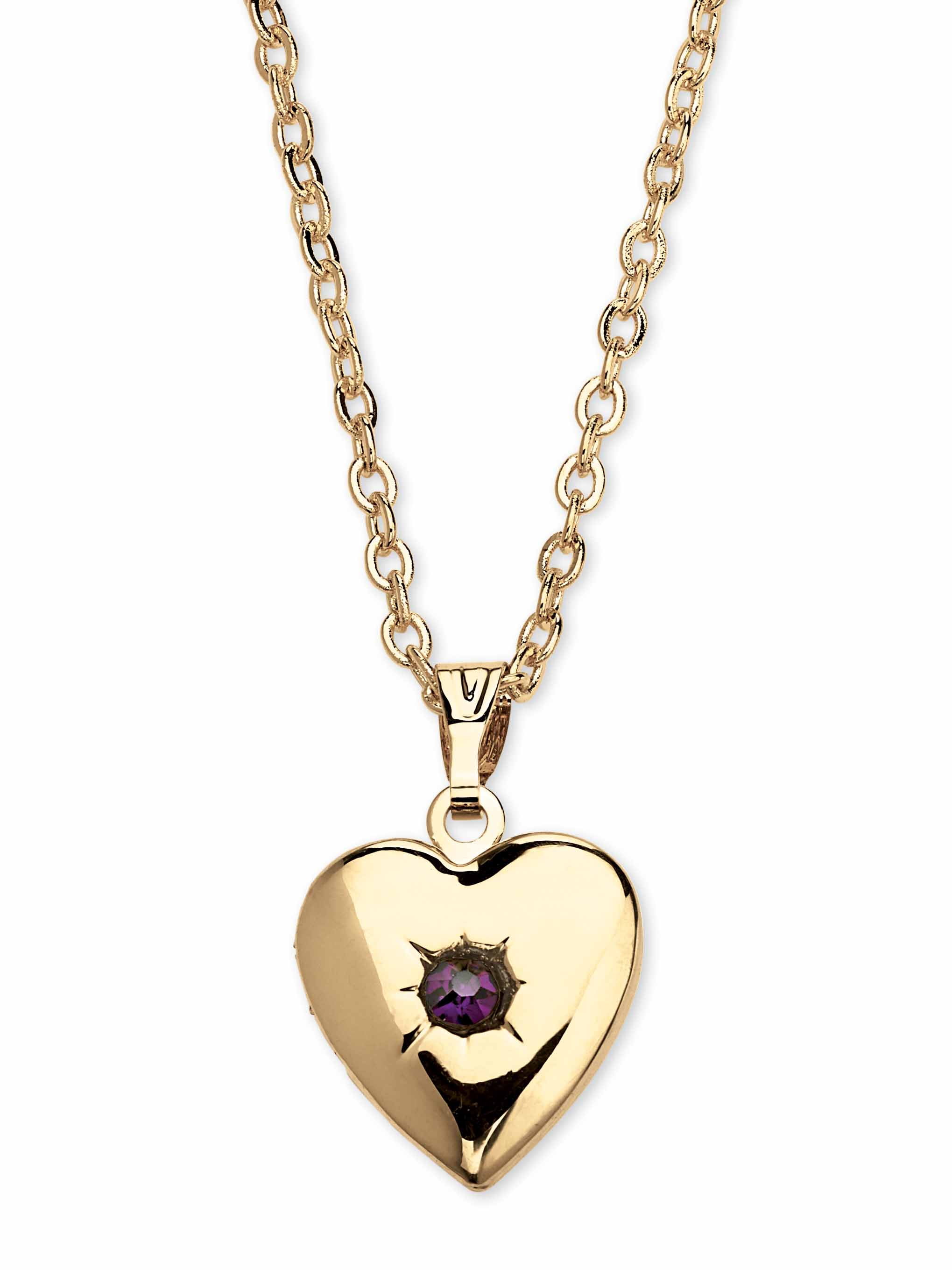 PalmBeach Jewelry Simulated Birthstone Heart Locket Necklace in Yellow ...