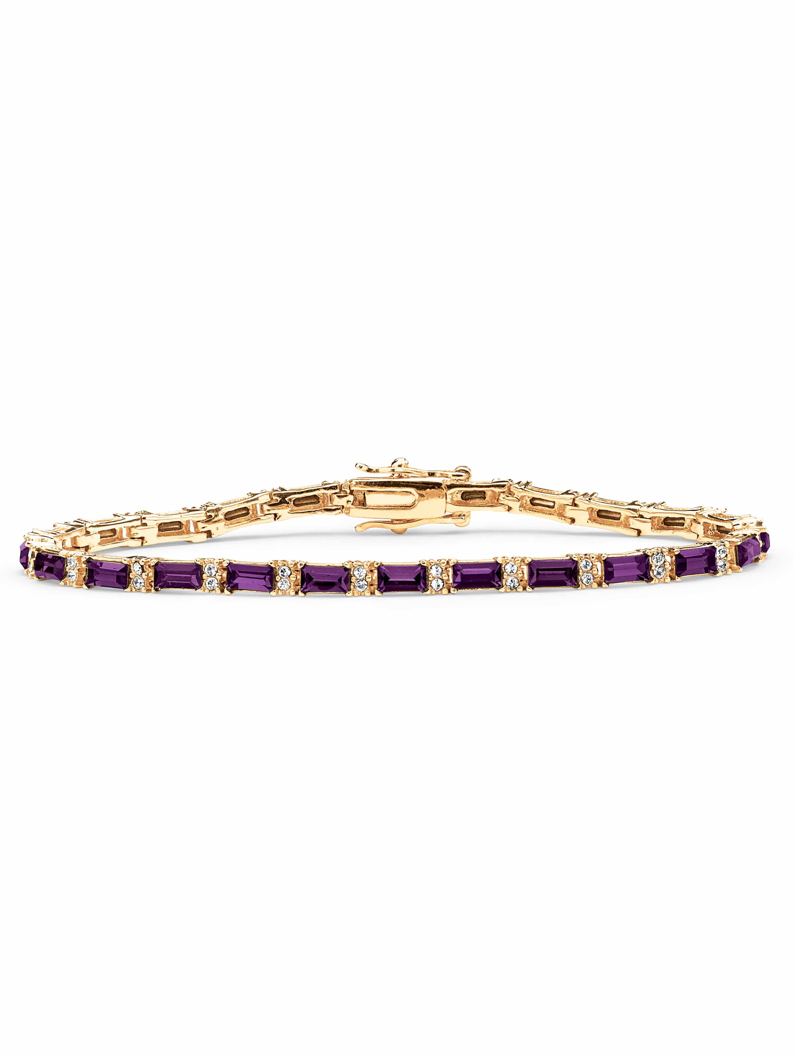 PalmBeach Jewelry Simulated Birthstone Tennis Bracelet Gold-Plated or ...