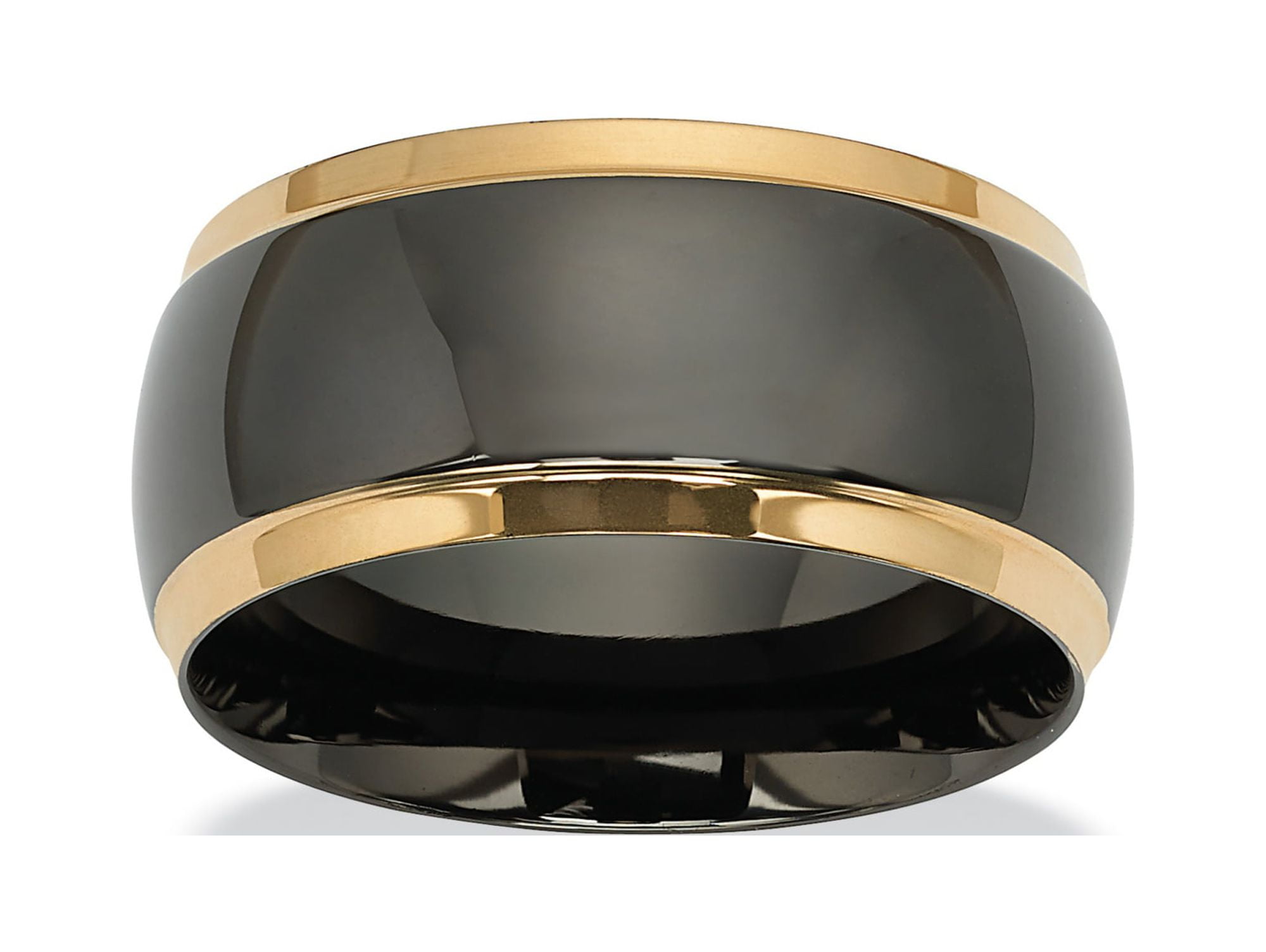 PalmBeach Jewelry Two-Tone Stainless Steel Wedding Band in Black or ...