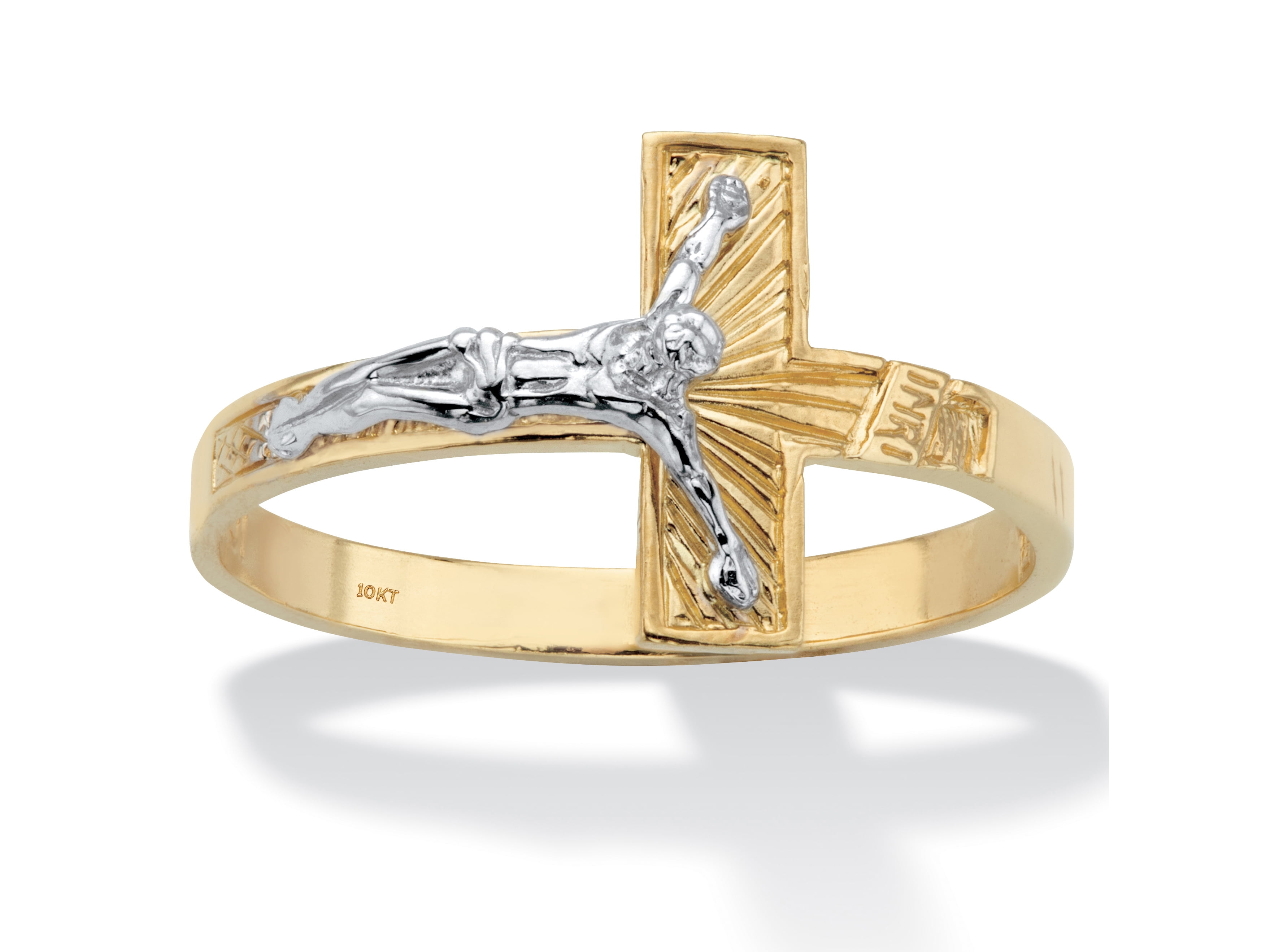 PalmBeach Jewelry Two-Tone Textured Solid 10k Yellow and White Gold ...