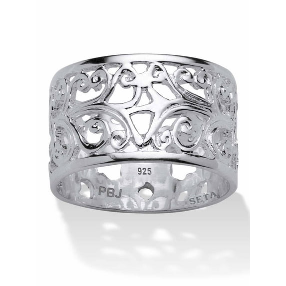 PalmBeach Jewelry Vintage-Style Filigree Scroll Design Ring Band in 18k ...