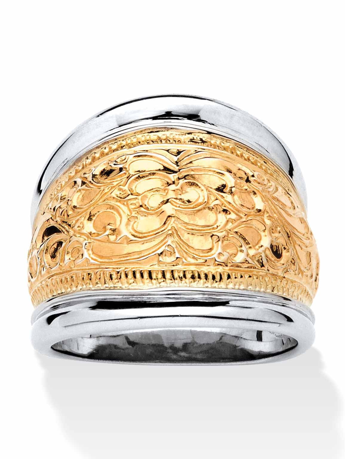PalmBeach Jewelry Yellow Gold-Plated Sterling Silver Two-Tone Scroll ...