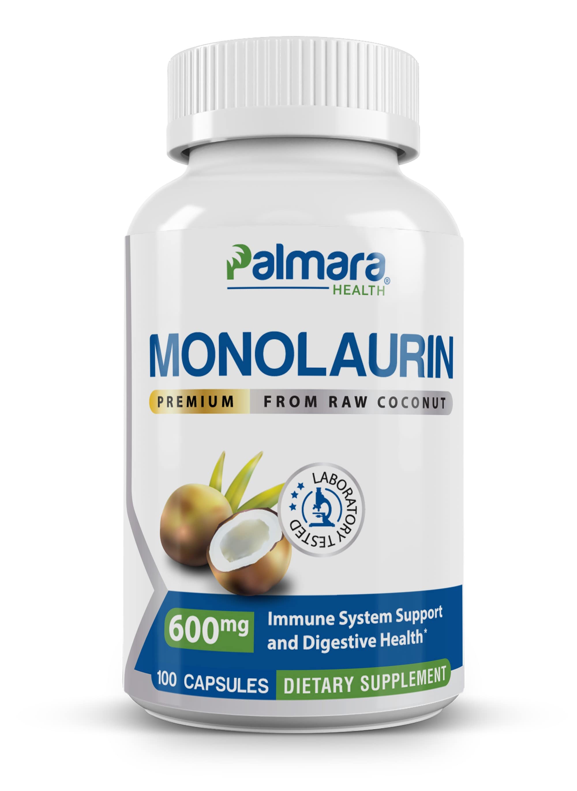 Palmara Health Premium Vegan Monolaurin, 600mg, 100 Count | Non-GMO ...