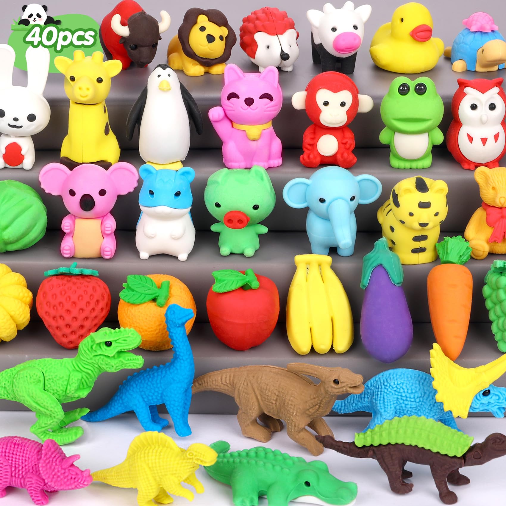 Palmatte 40PCS Mini Animal Erasers Kids Prizes Treasure Box Toys ...