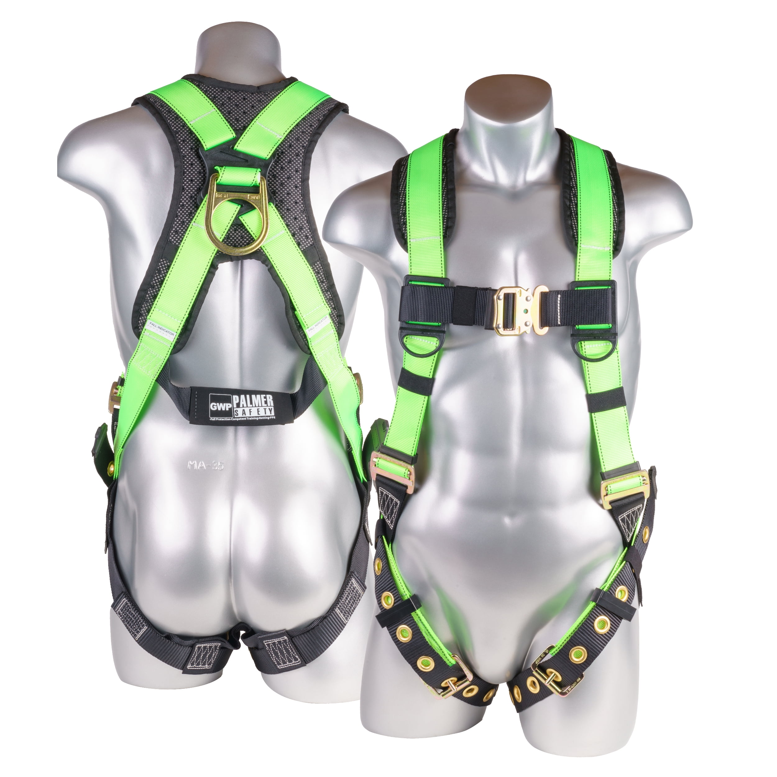 Palmer Safety Fall Protection 5pt Safety Harness, Dorsal D-ring, Quick ...