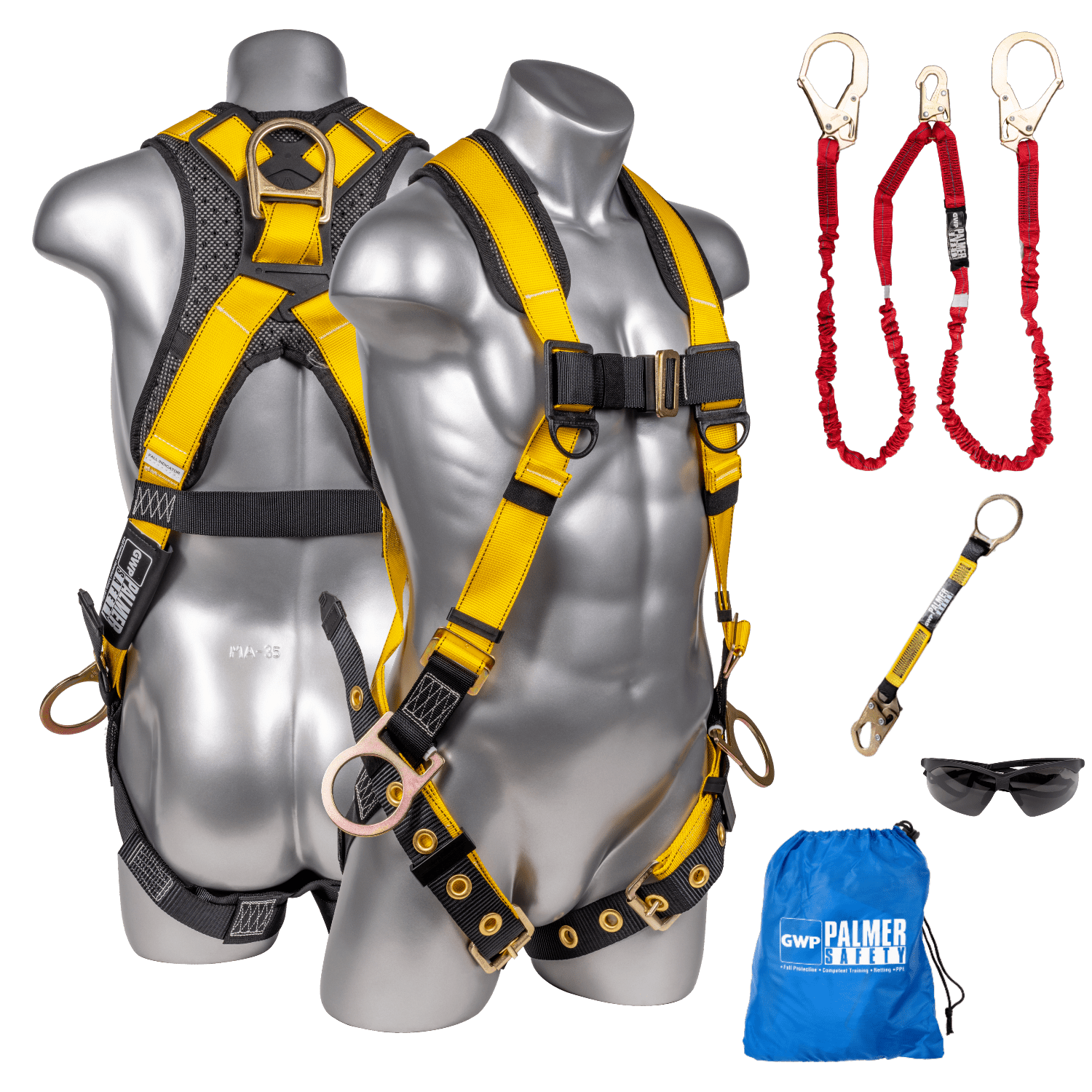 "Palmer Safety Harness Kit | 5pt Full Body, 6' Lanyard, 18"" D-Ring ...