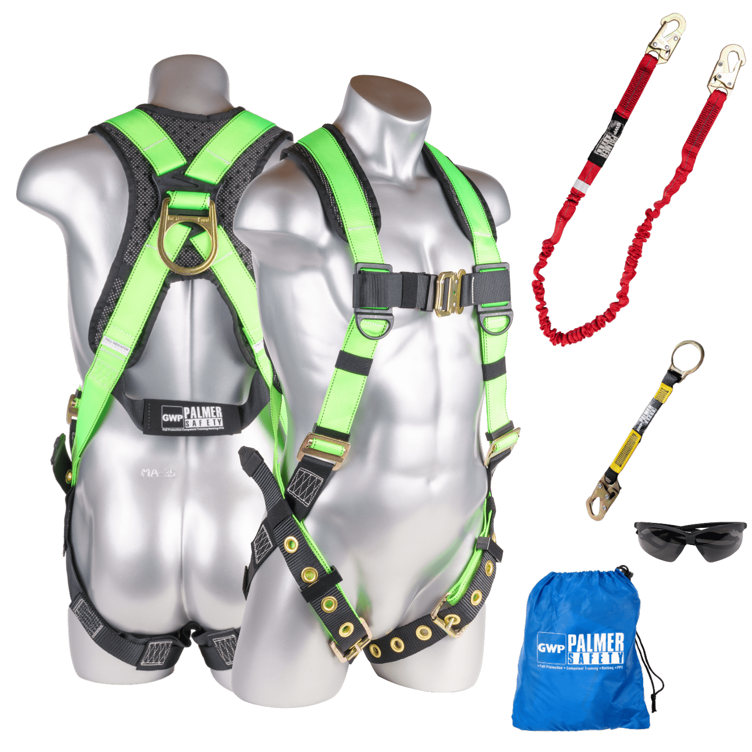 Palmer Safety Fall Protection Safety Harness Kit I 5pt Full Body, 6 ...