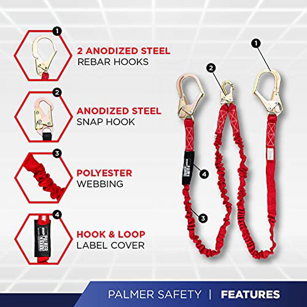 Palmer Safety Harness Kit w/Detachable 6' Double Leg Lanyard I Shock ...