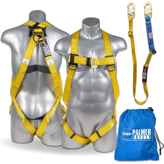 Palmer Safety Safety Harness w/Detachable 6 ft Lanyard I Single Leg ...