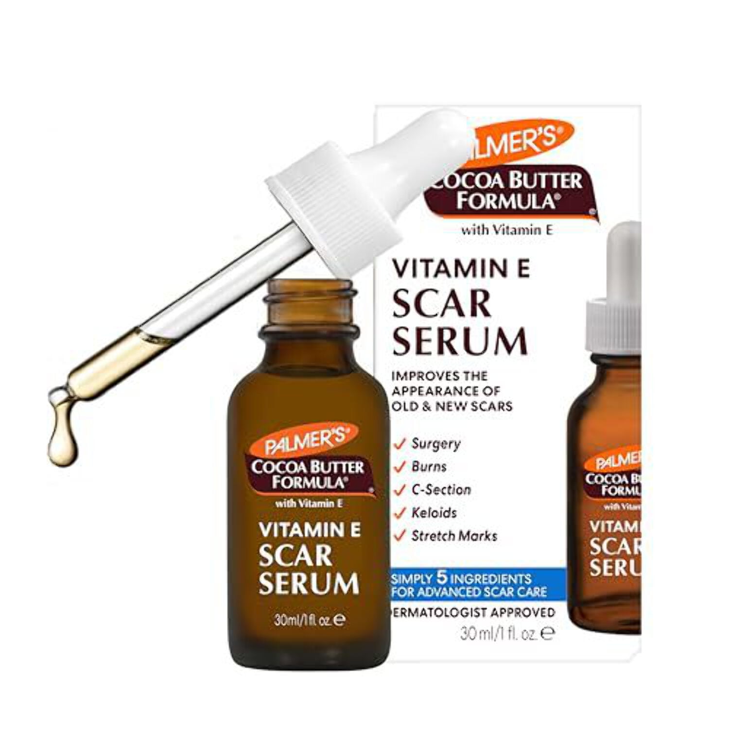 Palmer's Cocoa Butter Formula Scar Serum with Vitamin E 1 Ounce for ...