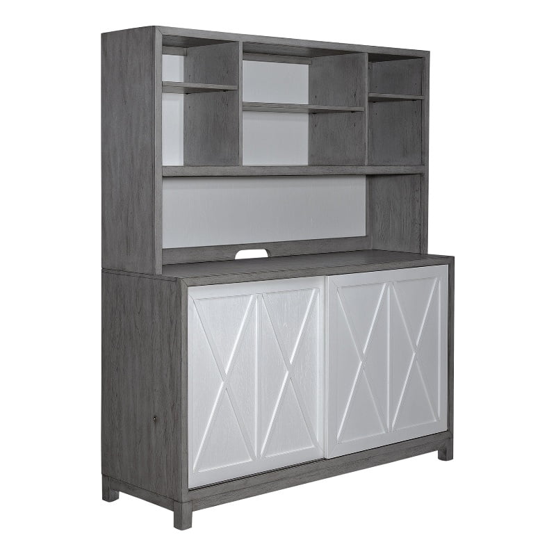 Palmetto Heights Server & Hutch in Driftwood and Shell White Finish ...