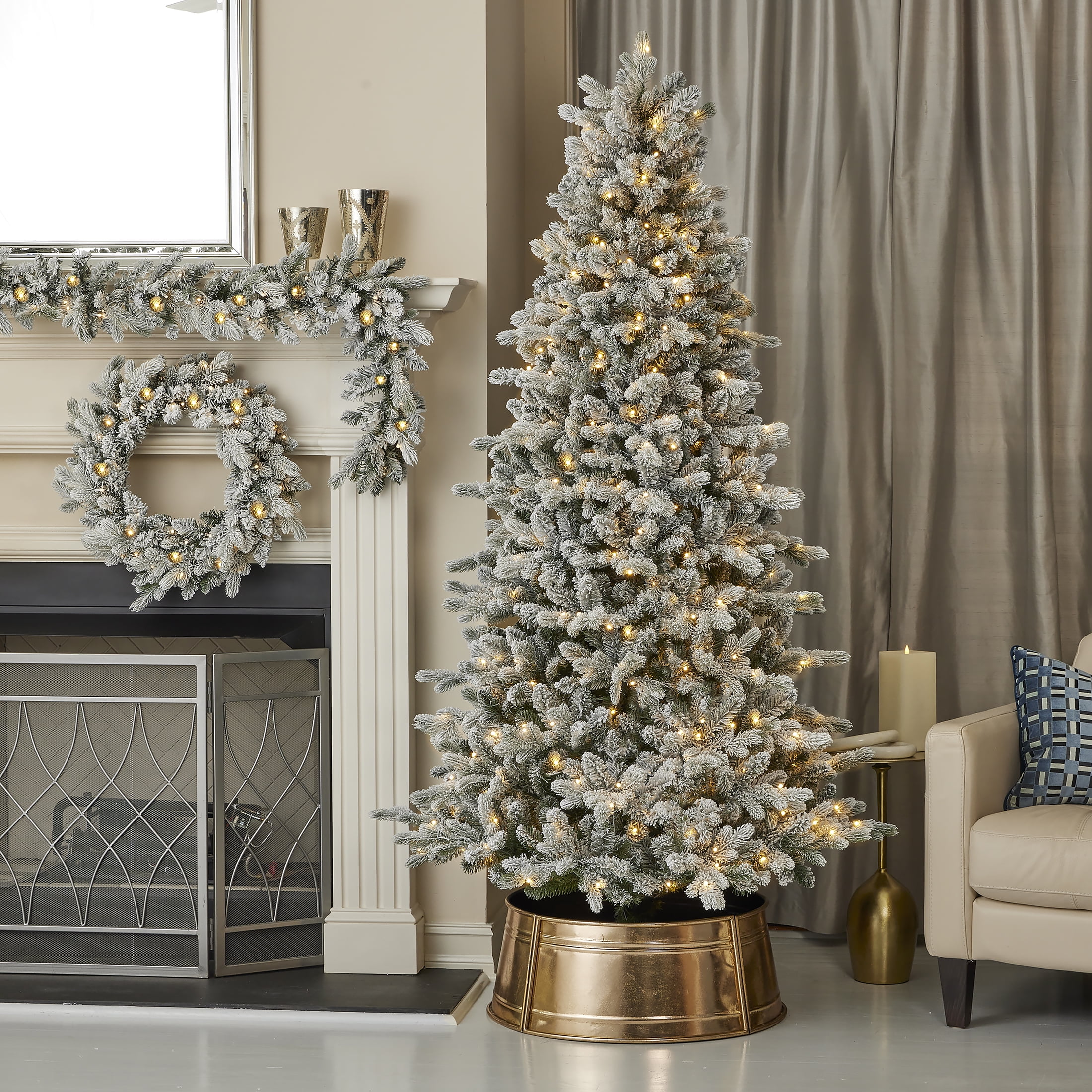 Palmetto Pine 7ft Flocked Tree Dual LED Lights - Walmart.com