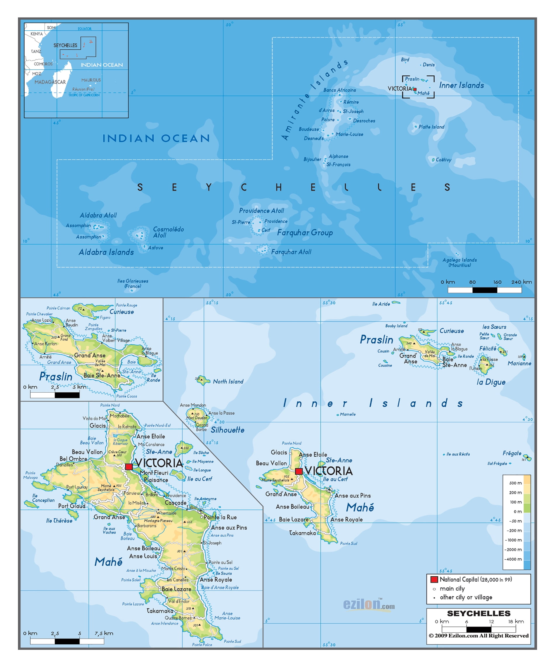 Palmetto Posters 20x24 Laminated Poster: Large physical map of ...