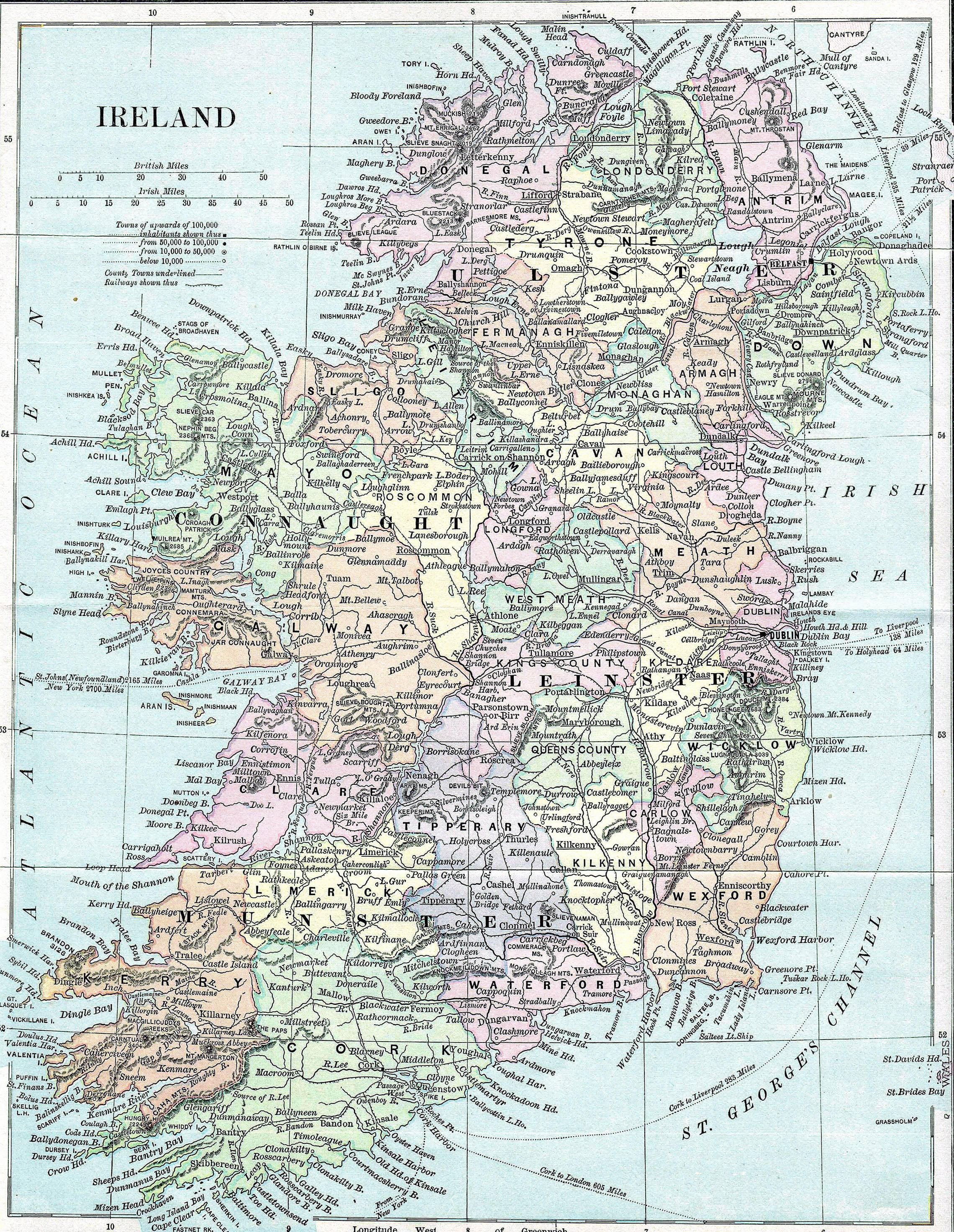 Palmetto Posters 24x31 Laminated Poster: Large detailed map of ireland ...