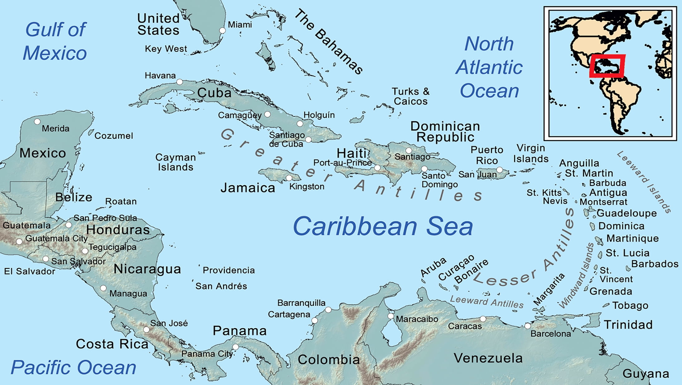 Palmetto Posters General Map of The Caribbean 23" x 13" Poster ...