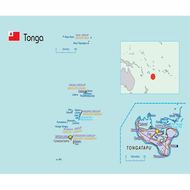 Palmetto Posters Political Map of Tonga 20" x 24" Poster - Walmart.com