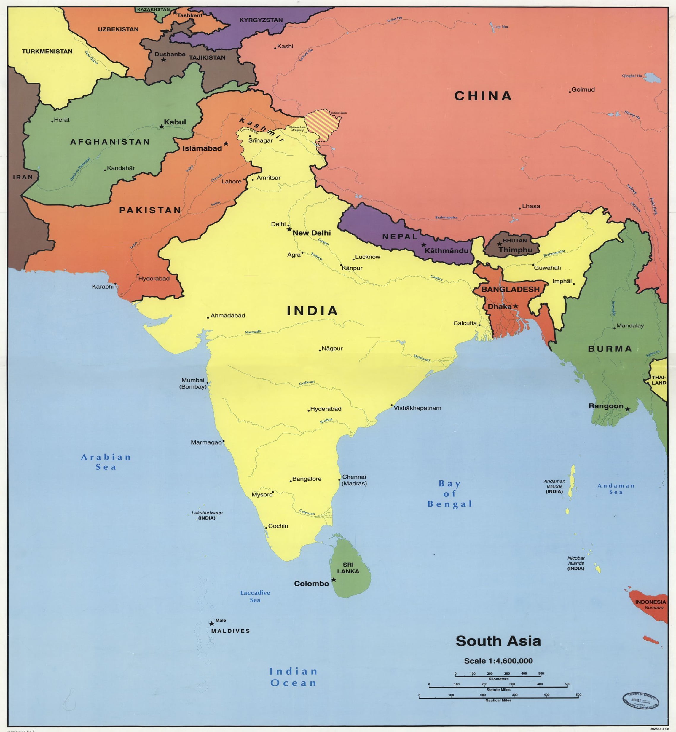 Palmetto Posters South Asia Large Detailed Political Map of South Asia ...
