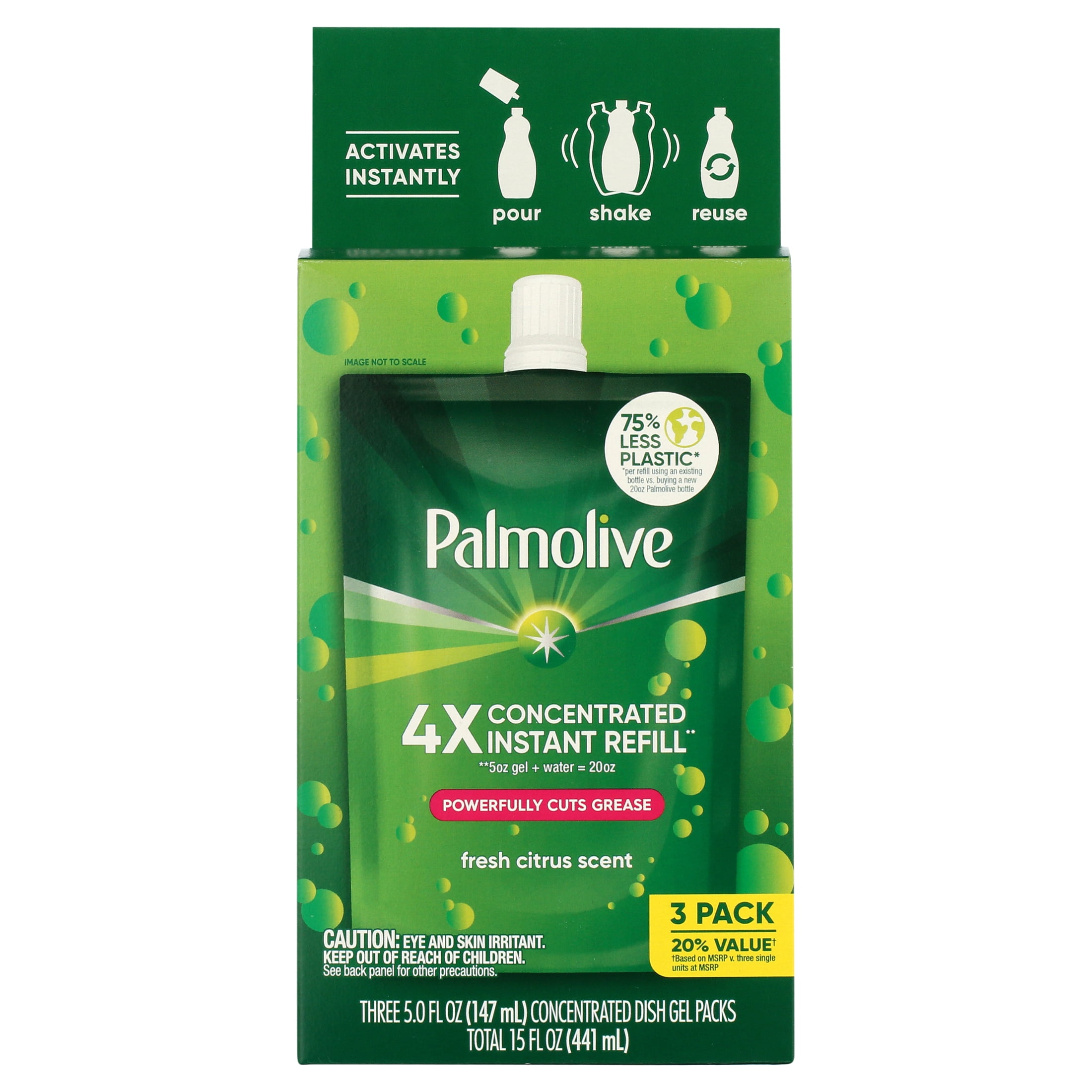 Palmolive 4X Concentrated Dish Detergent Gel Refill Pouches, Fresh ...