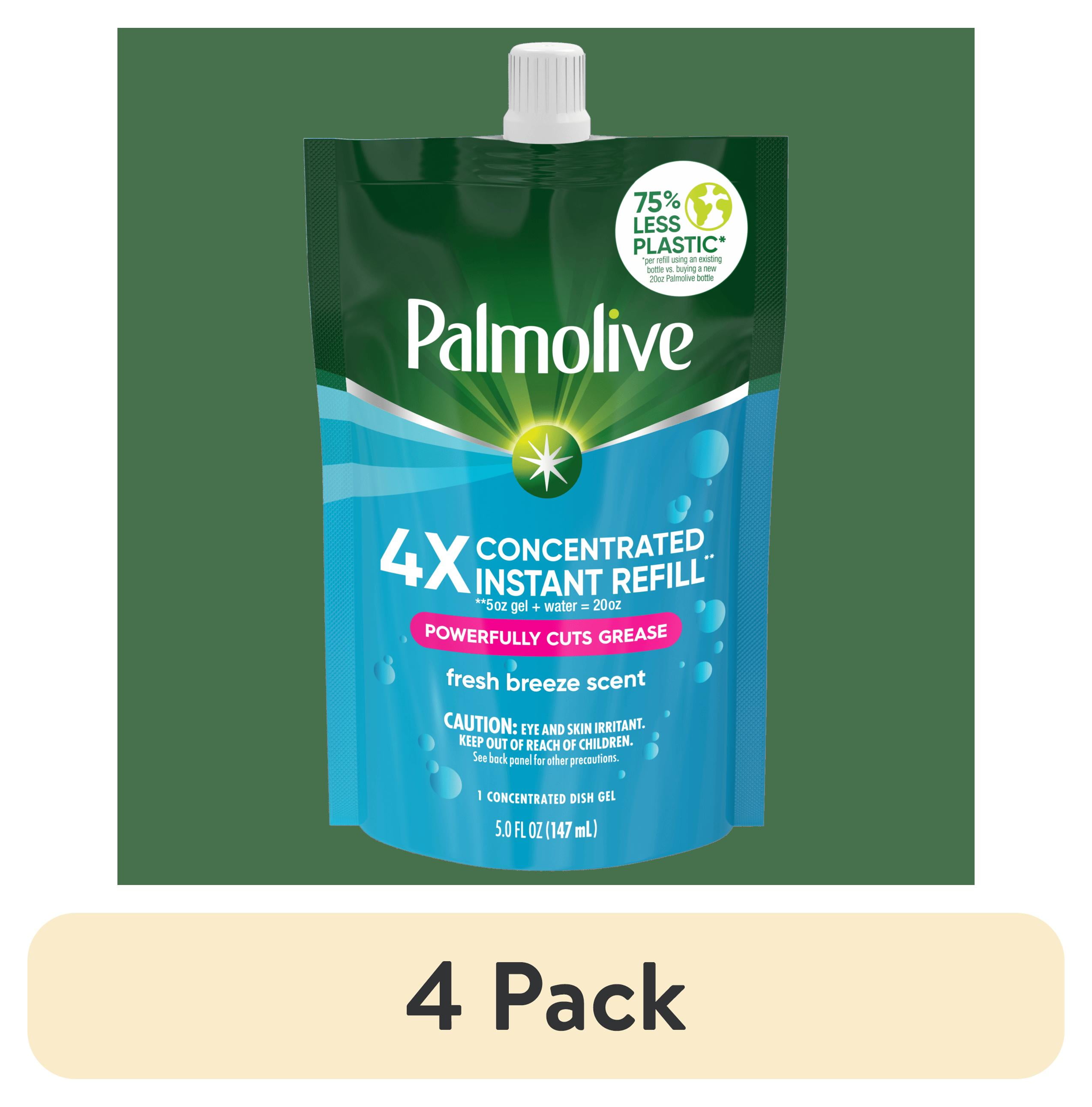 (4 pack) Palmolive 4X Concentrated Dish Detergent Gel Refill Pouches, Floral Breeze, 5 fl oz, 6 ...