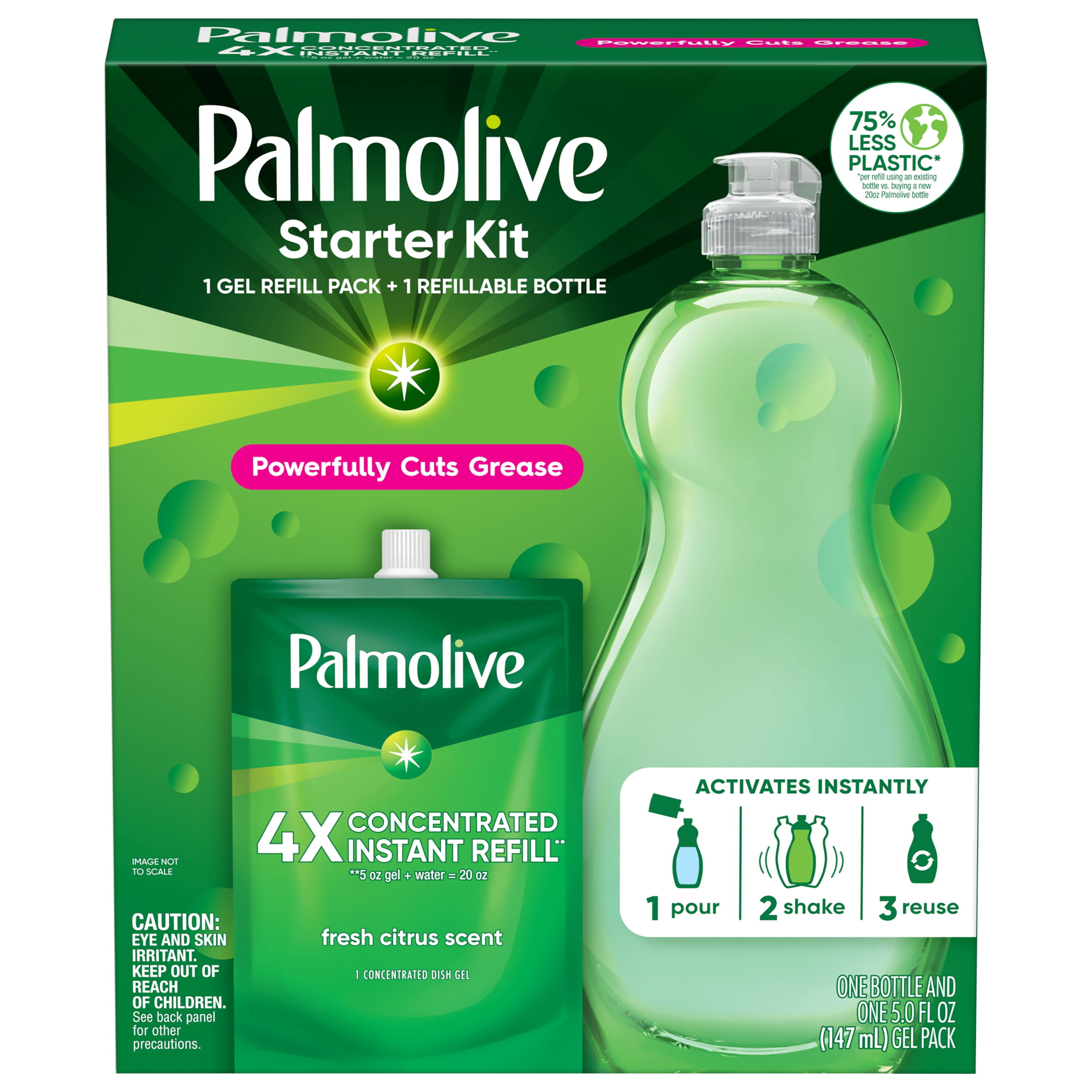 Palmolive 4X Concentrated* Dish Gel Starter Kit, Fresh Citrus Scent ...
