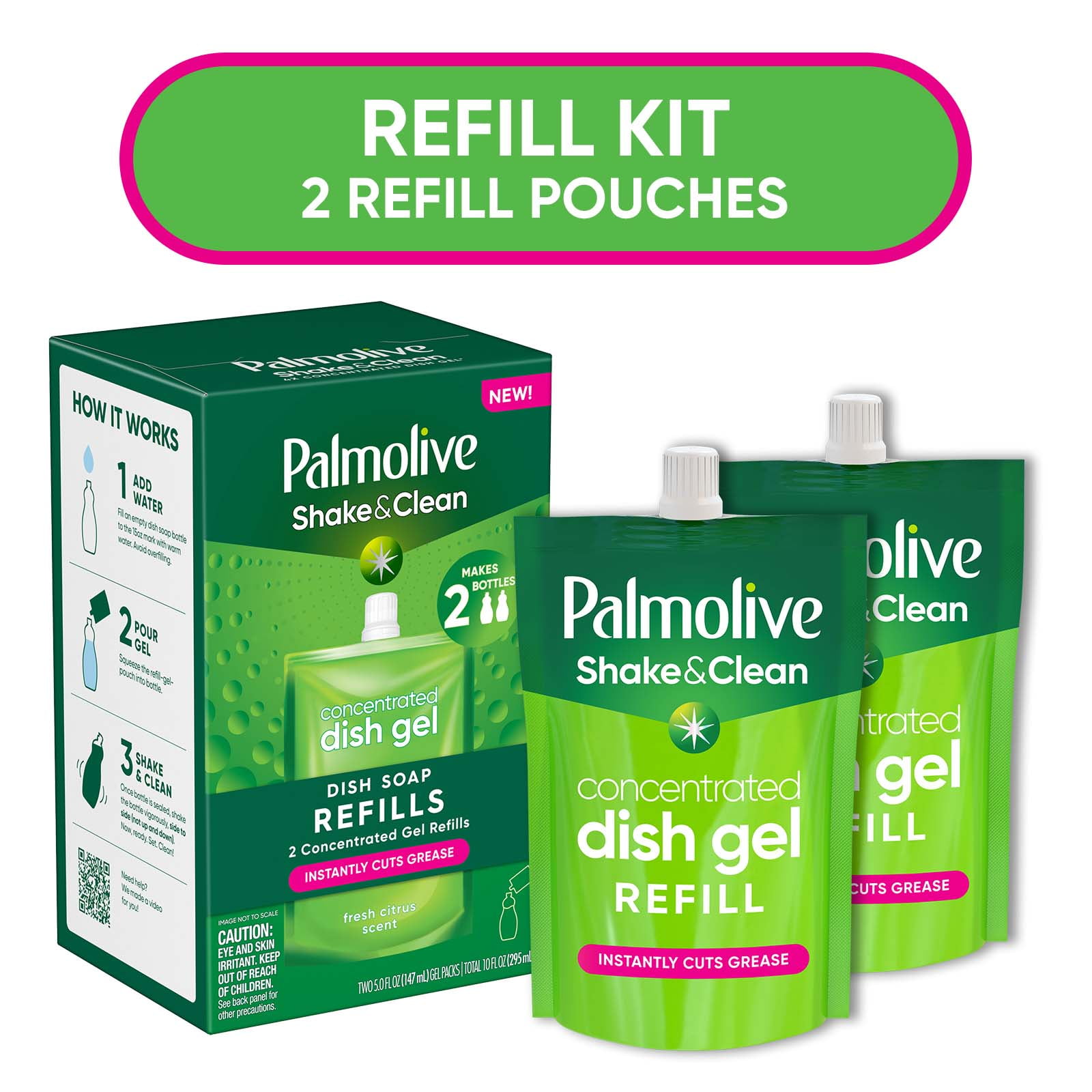 Palmolive Shake & Clean Dish Soap Concentrate Refills, Fresh Citrus, 5 ...