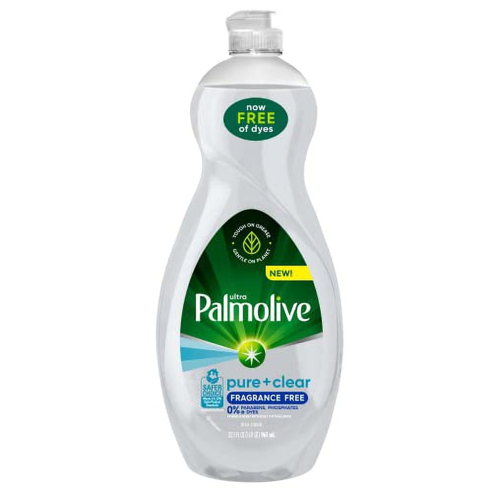 Palmolive Ultra Dishwashing Liquid Dish Soap, Pure + Clear Fragrance Free - 32.5 Fluid Ounce ...