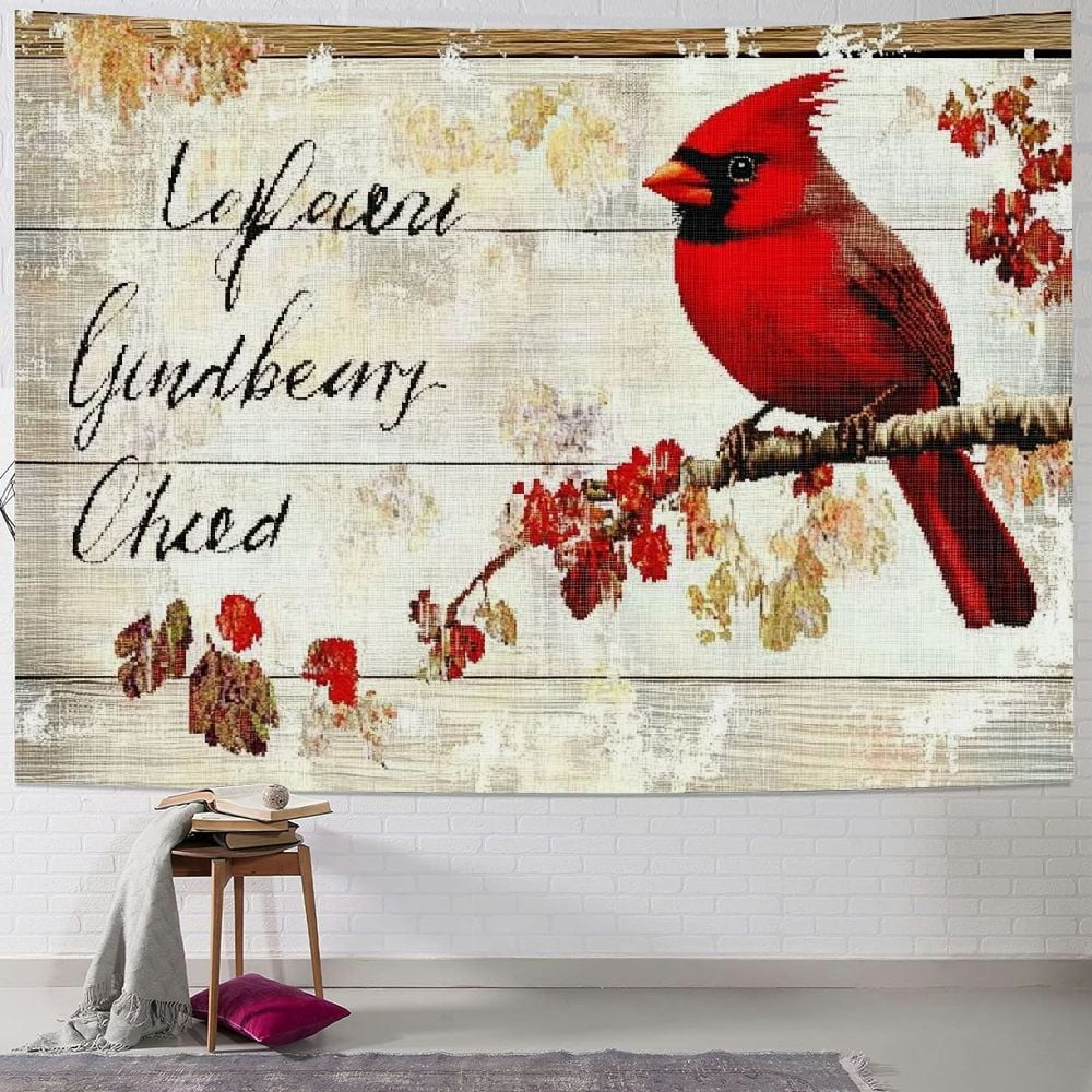 Palnkart Cardinal Bird Cross Stitch Tapestry Wall Hanging Unique Style ...