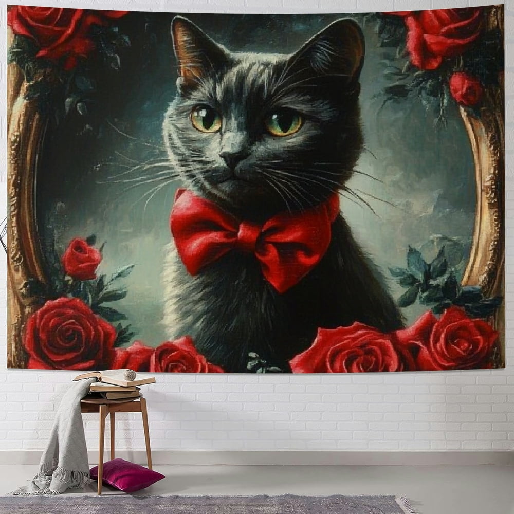 Palnkart Cute Cat Tapestry Wall Hanging Unique Style Graphic Tapestries ...