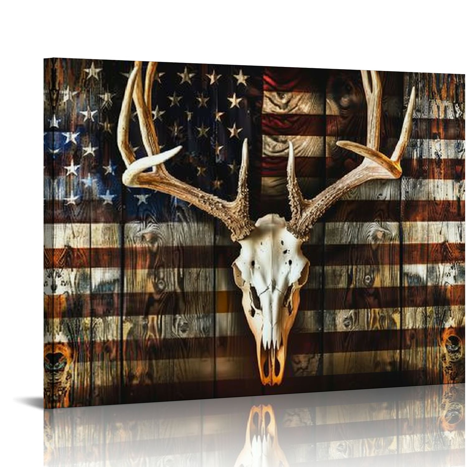Palnkart Deer Skull Flag Wooden Background Fine Art Aesthetic Poster ...