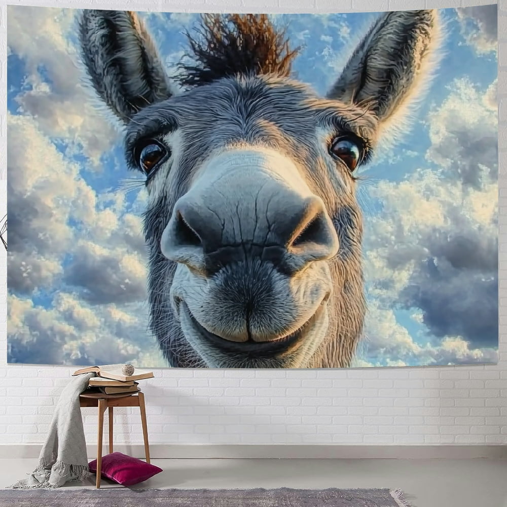 Palnkart Donkey Face Clouds Tapestry Wall Hanging Unique Style Graphic ...