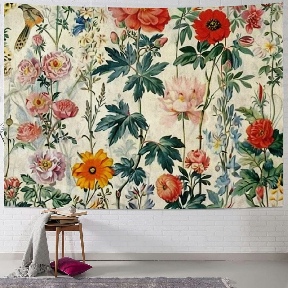 Palnkart Flowers Bird Wall Tapestry Wall Hanging Unique Style Graphic ...