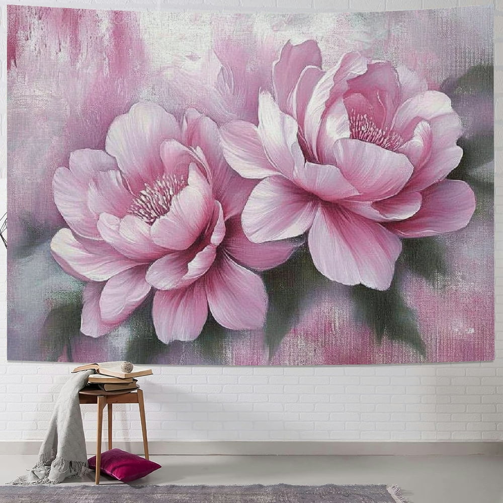 Palnkart Flowers Painting Pink Tapestry Wall Hanging Unique Style ...