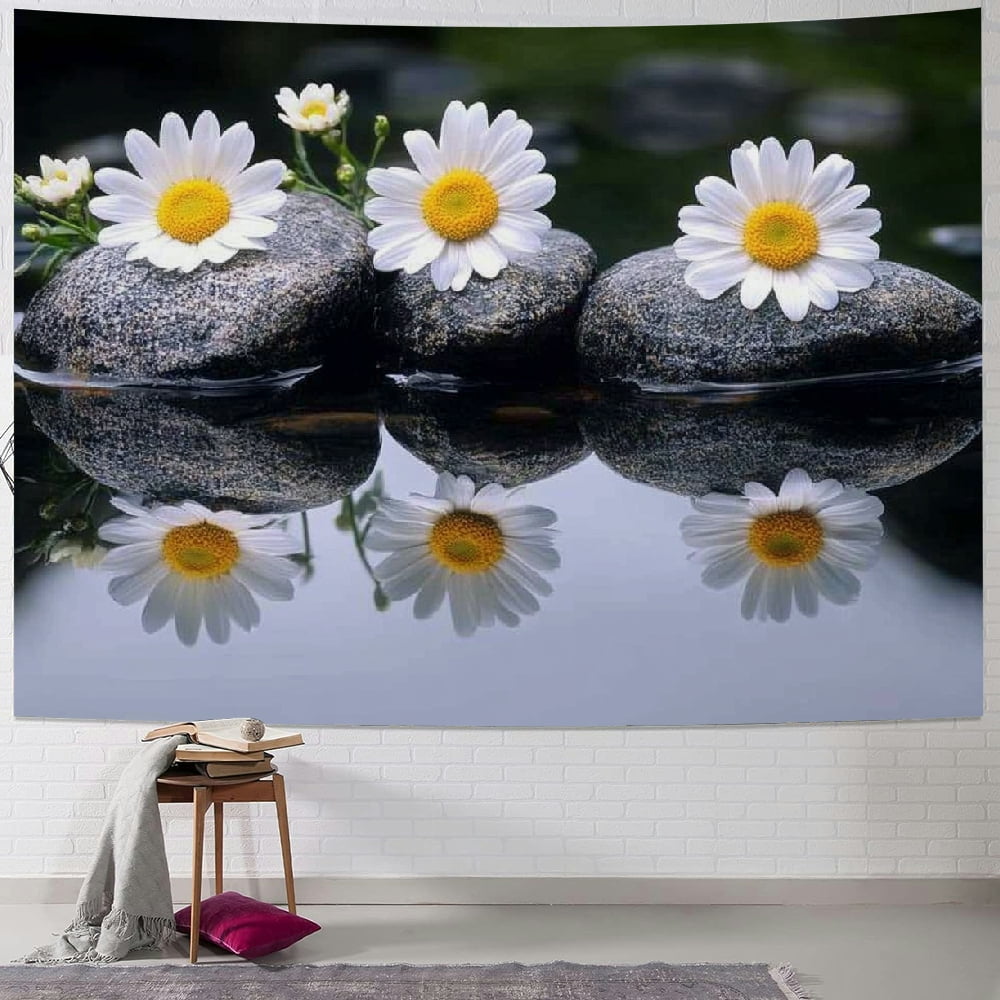 Palnkart Flowers Rock Reflections Tapestry Wall Hanging Unique Style Graphic Tapestries for Home ...