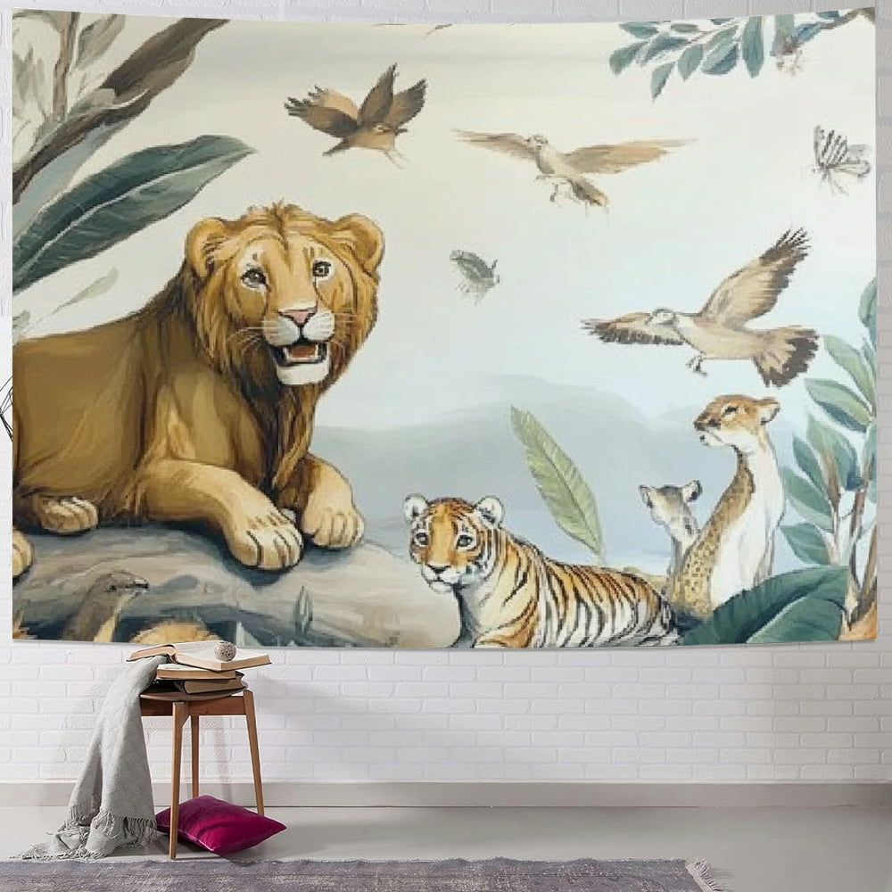 Palnkart Jungle Animals Tapestry Wall Hanging Unique Style Graphic ...